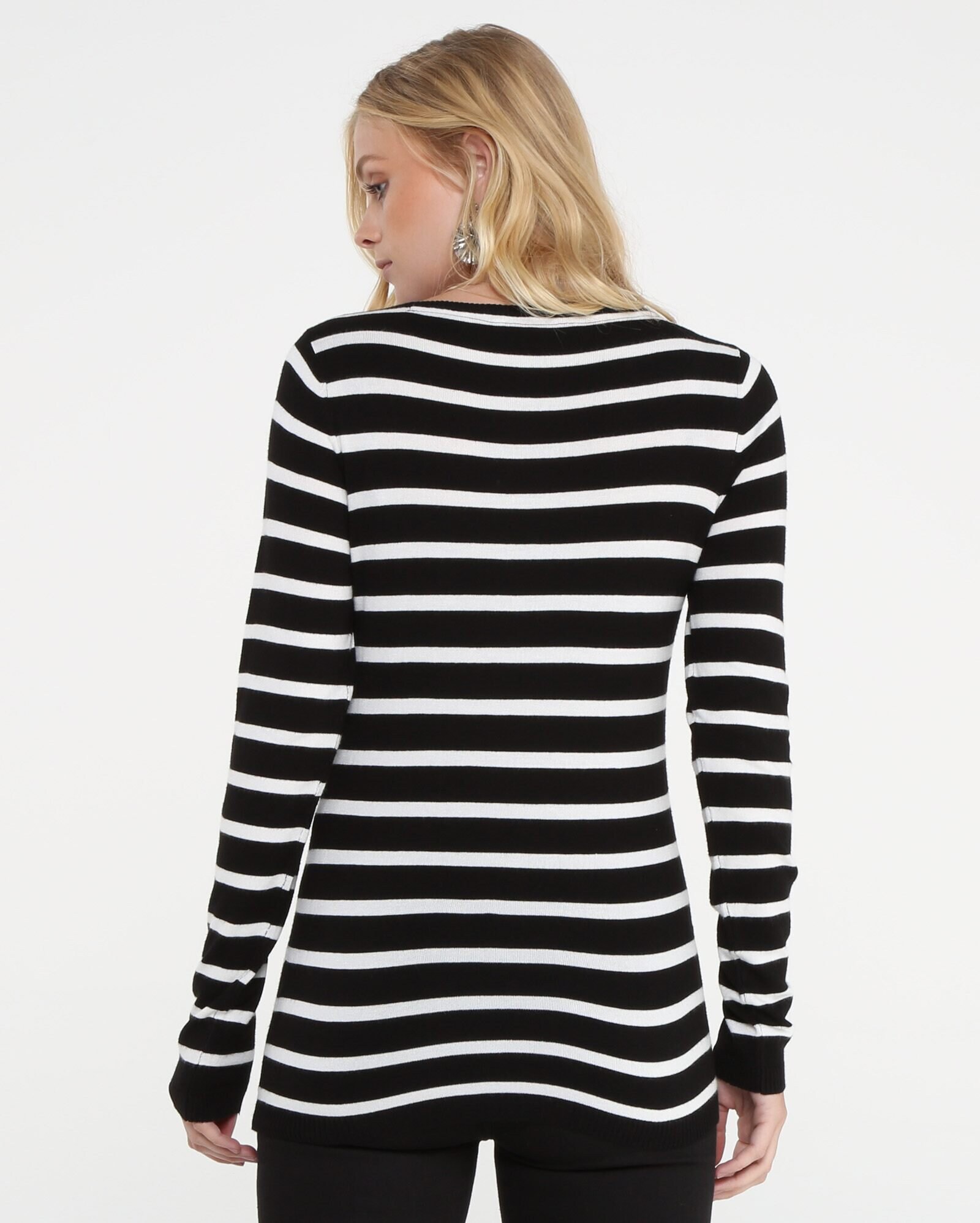 Riachuelo | Blusa Tricot Listrada - Branco