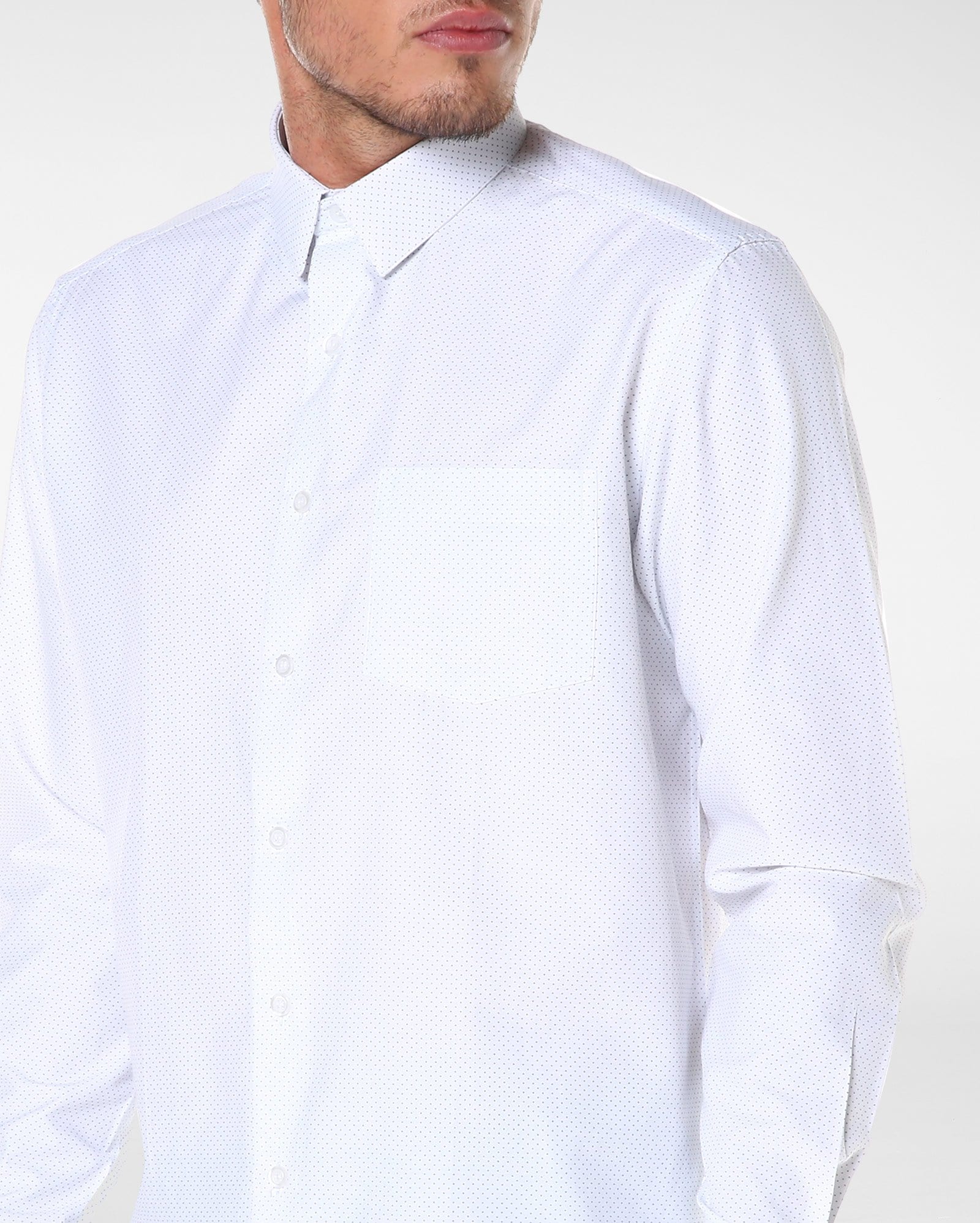 Riachuelo | Camisa Regular Manga Longa Poá - Cinza