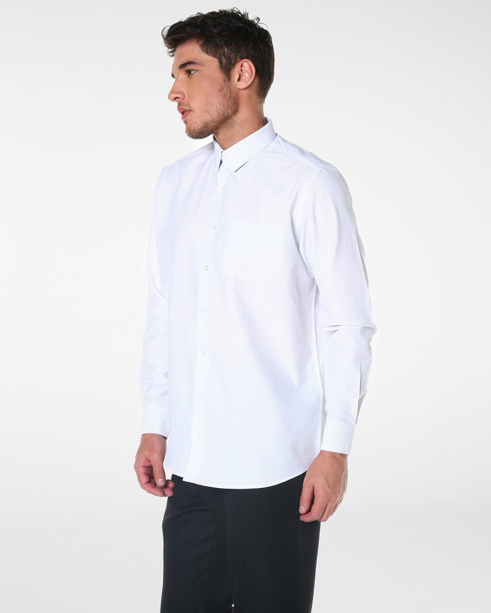 Riachuelo | Camisa Regular Manga Longa Poá - Cinza