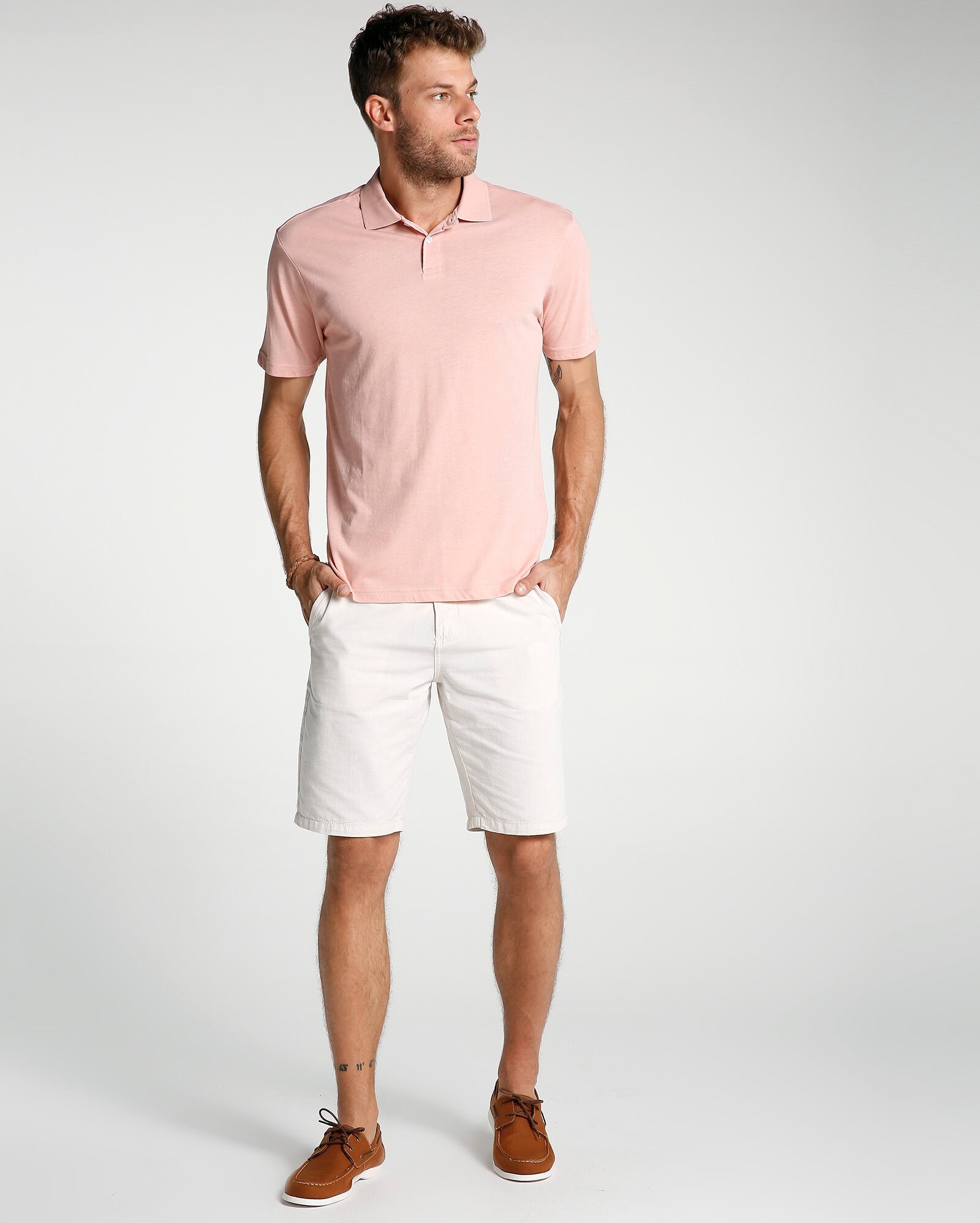 Riachuelo | Polo masculina Legacy meia malha rosa | Pool Basics