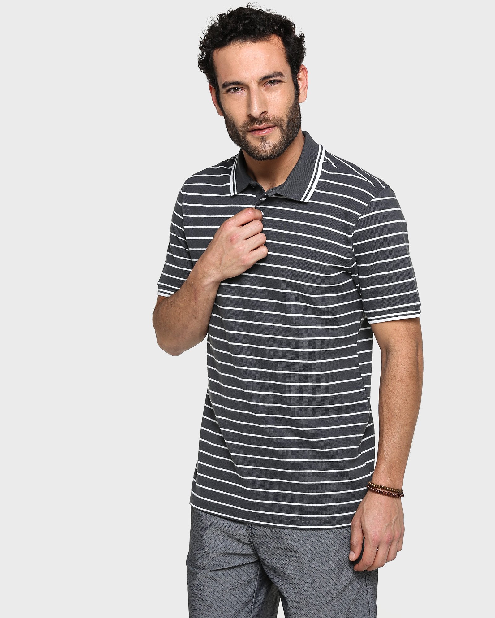 Riachuelo | Polo Listrada - Cinza