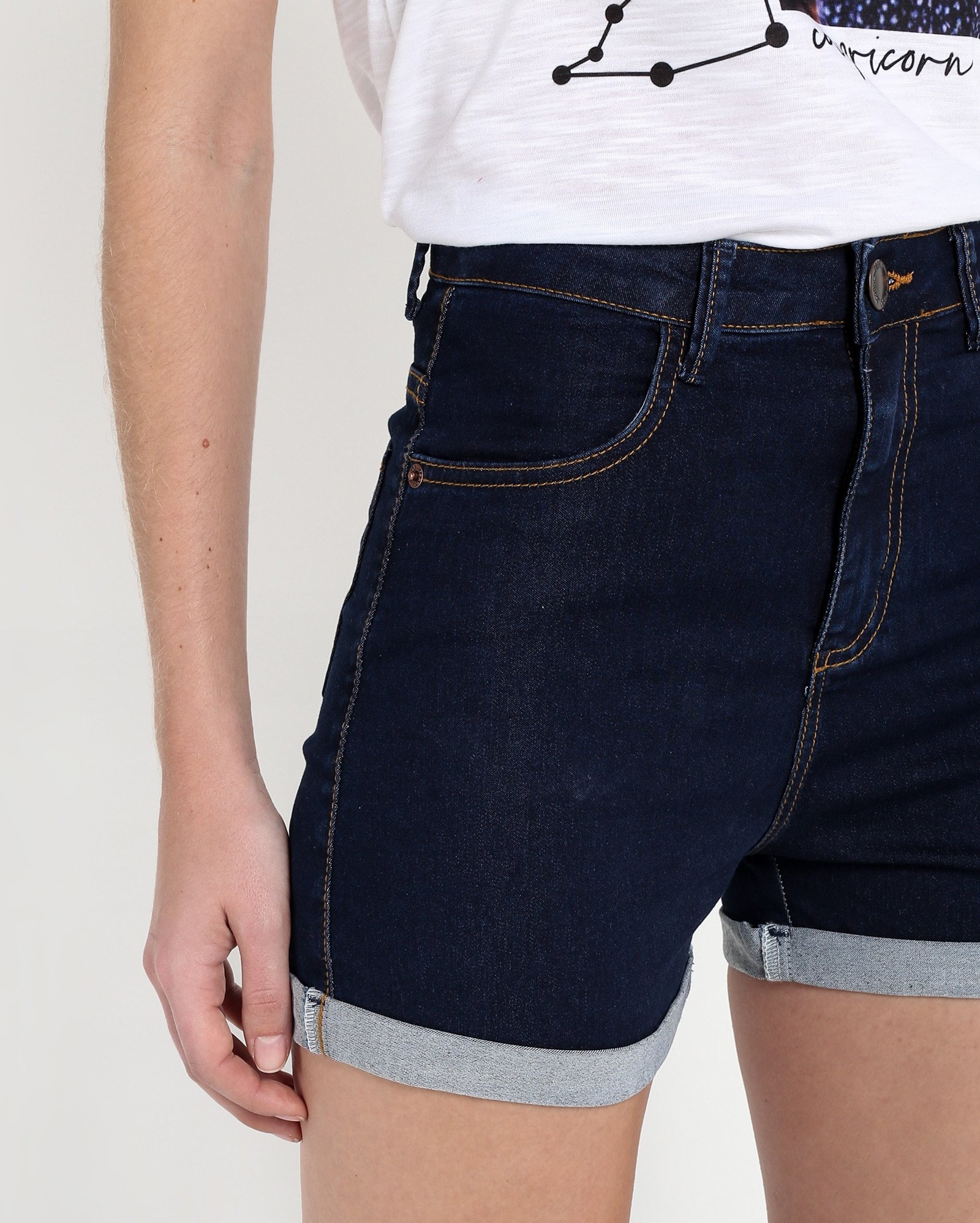 Riachuelo | Short Jeans Barra Dobrada - Denim Escuro