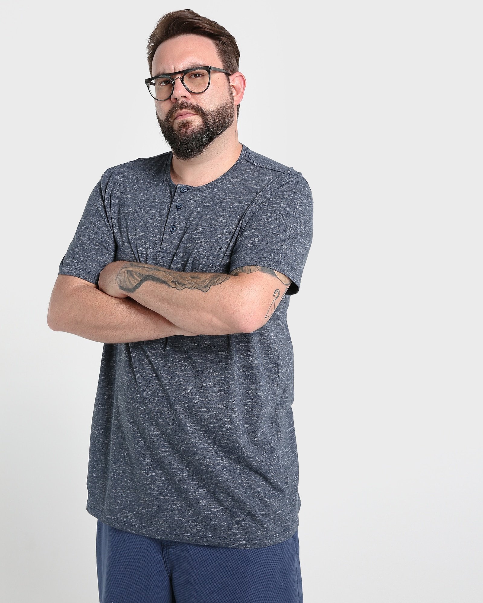 Riachuelo | Camiseta Plus Size Básica Botões - Azul