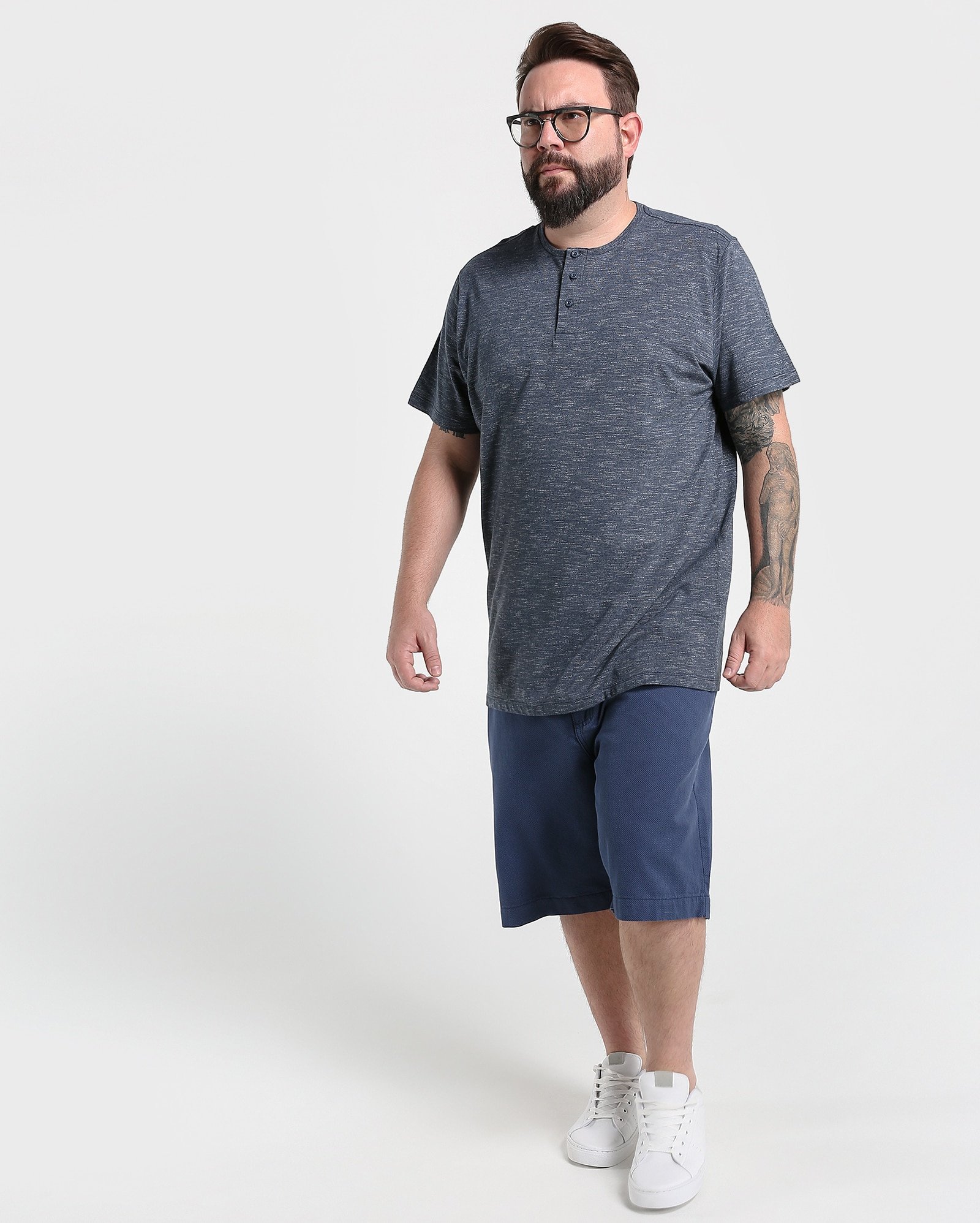 Riachuelo | Camiseta Plus Size Básica Botões - Azul