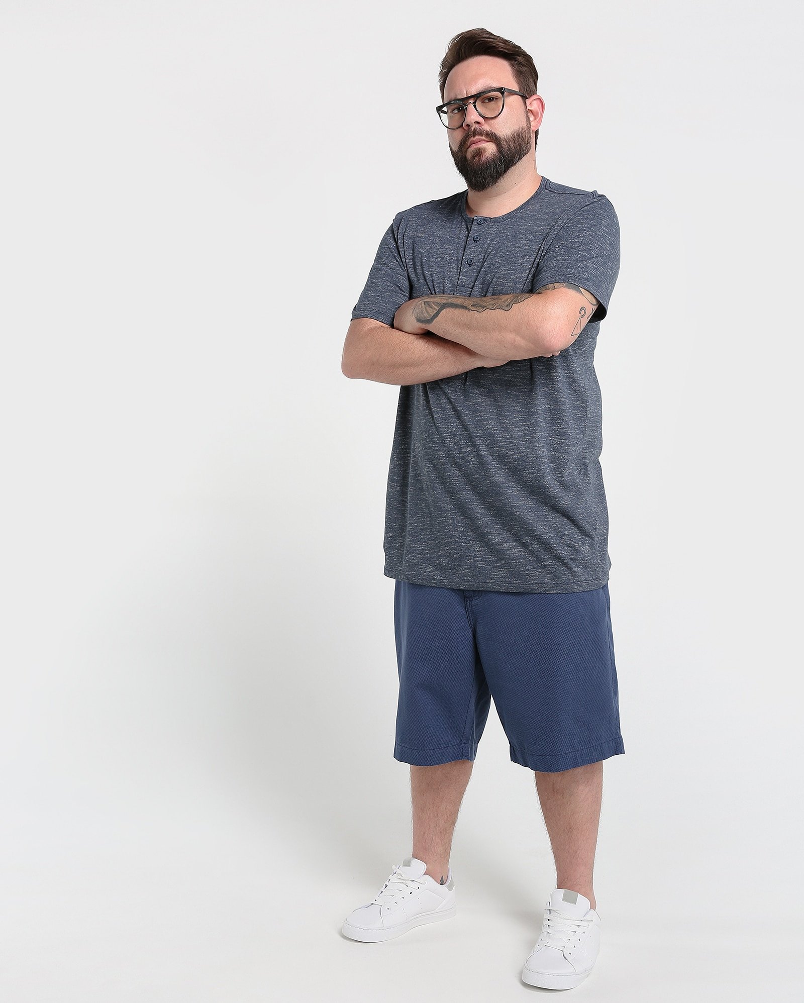 Riachuelo | Camiseta Plus Size Básica Botões - Azul