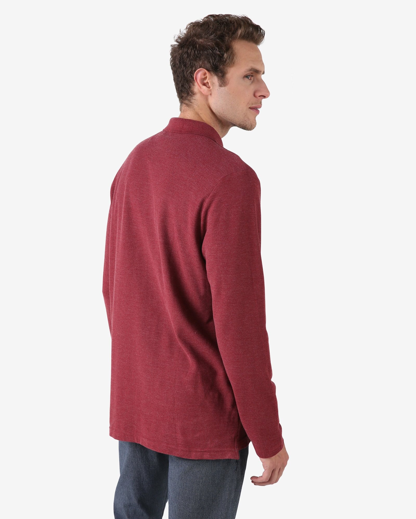 Riachuelo | Camisa Polo Manga Longa Bordado - Vermelho Mescla