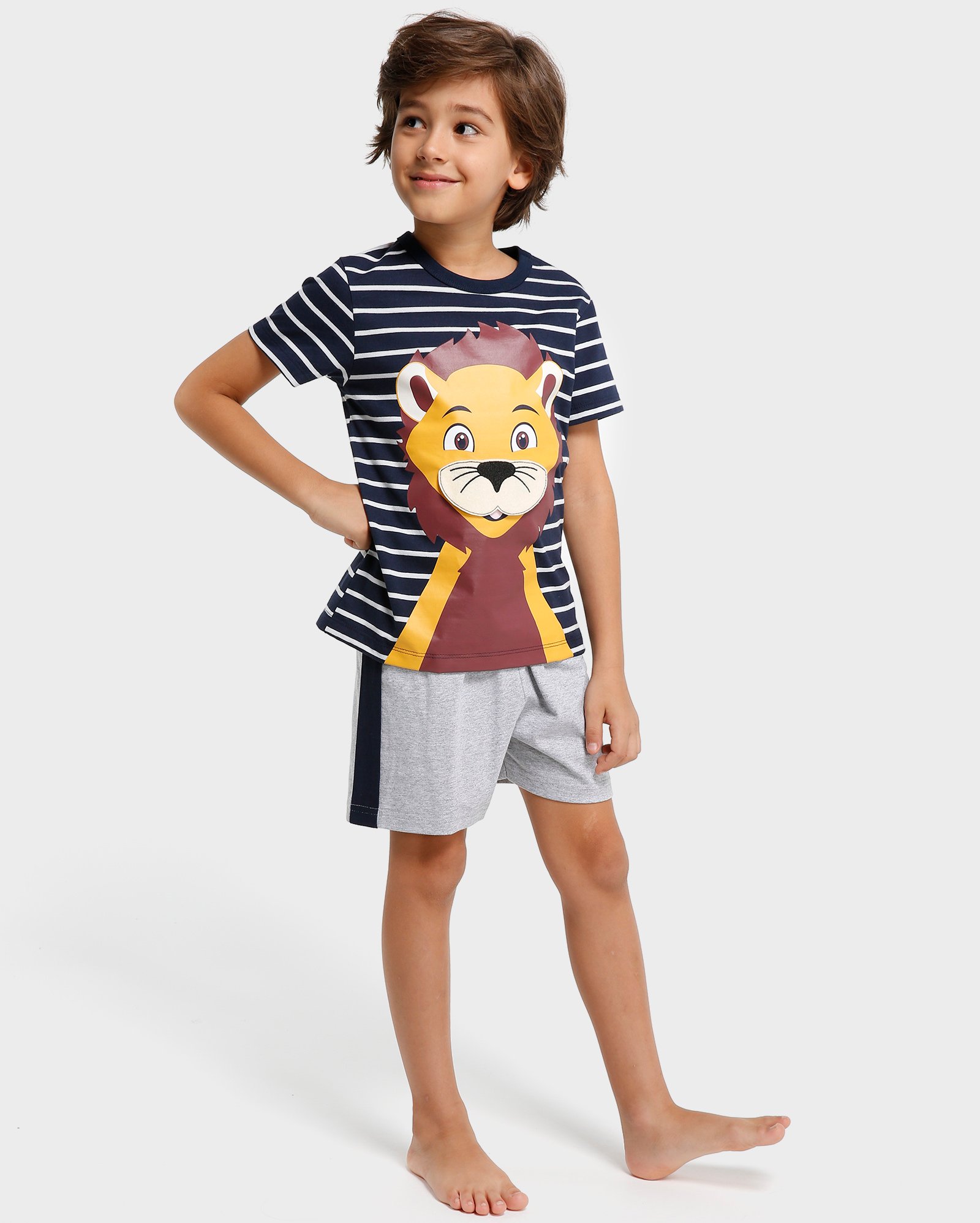 Riachuelo Pijama Infantil Curto Leão Azul