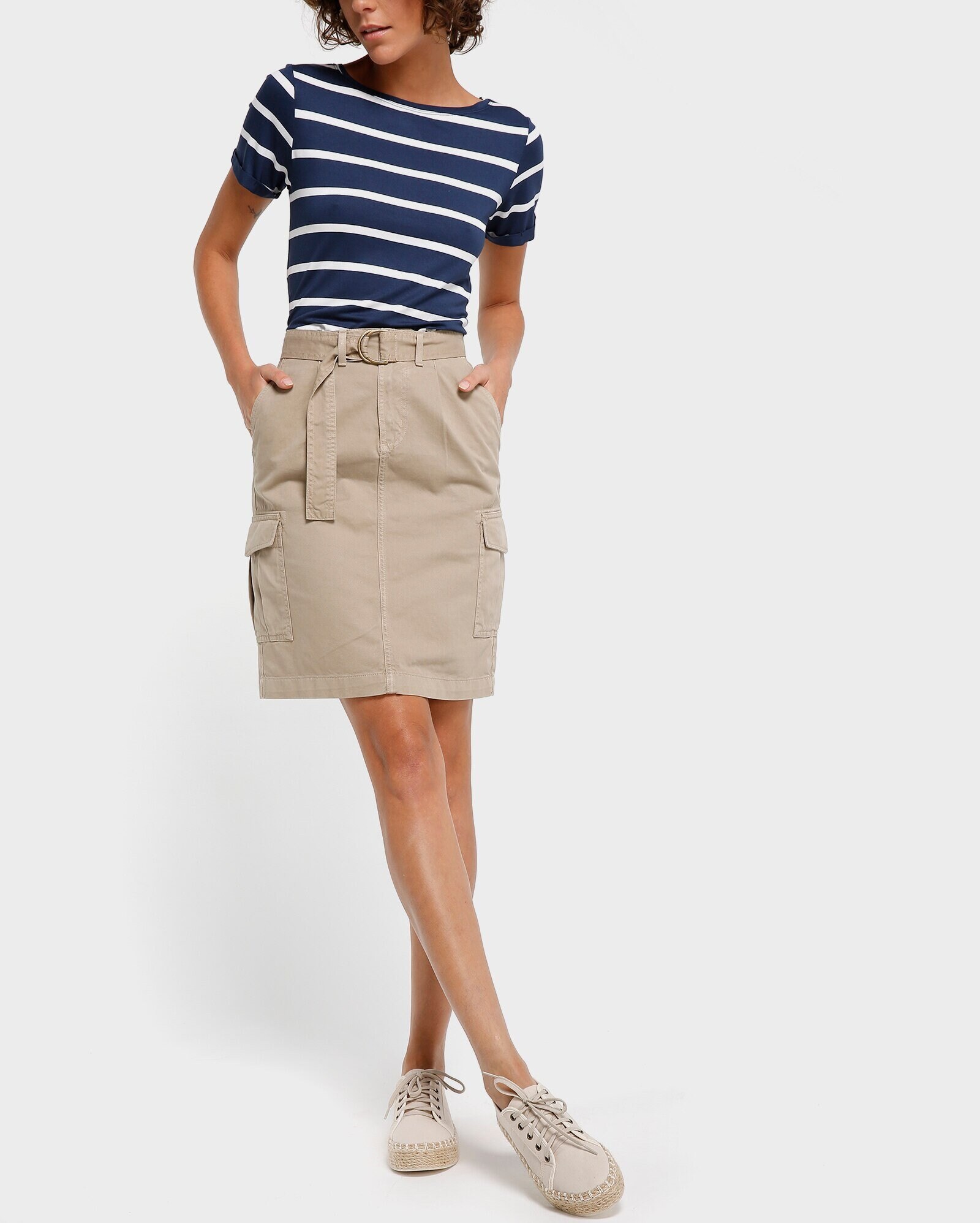 Riachuelo | Saia Sarja Color Cargo Bege