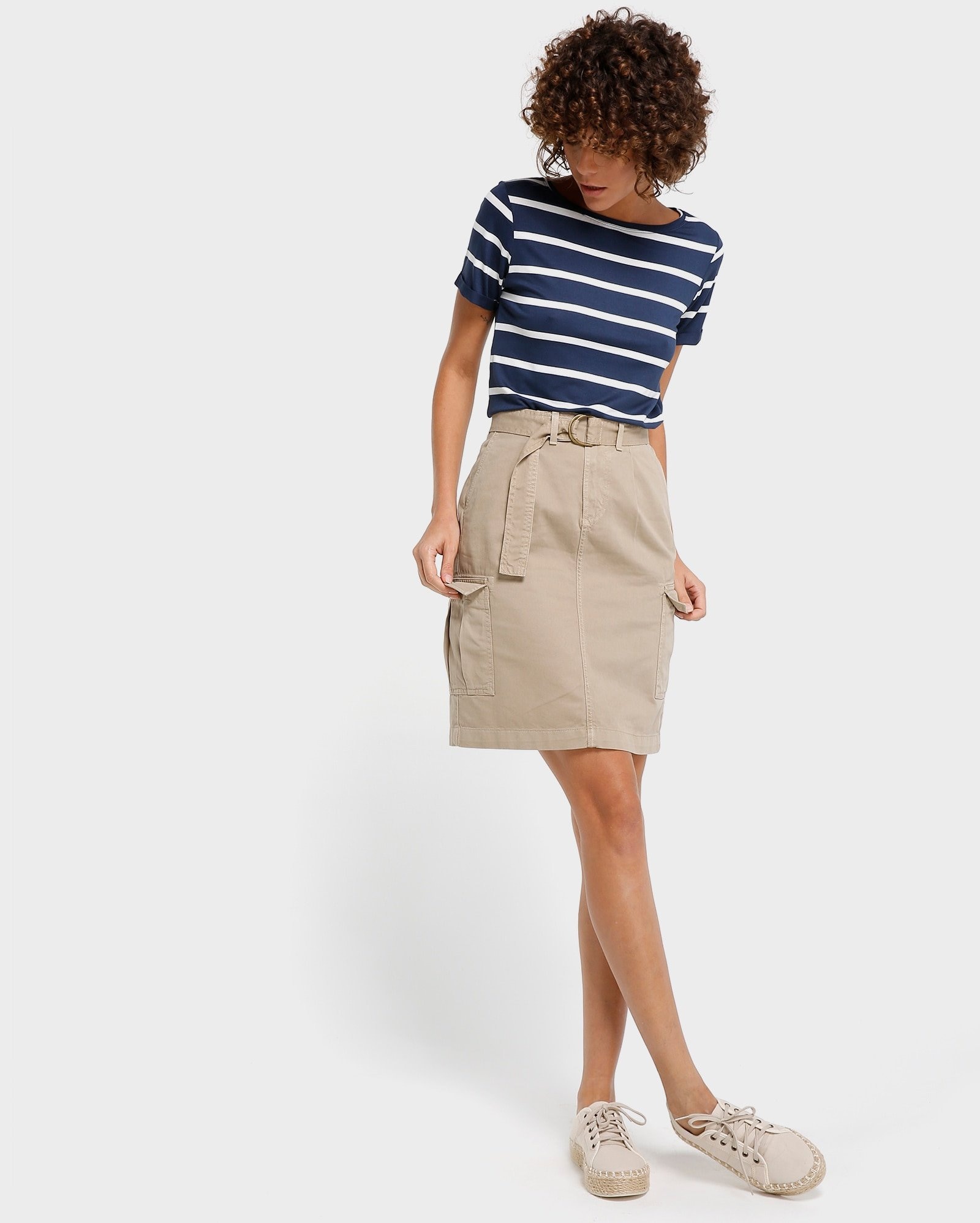 Riachuelo | Saia Sarja Color Cargo Bege