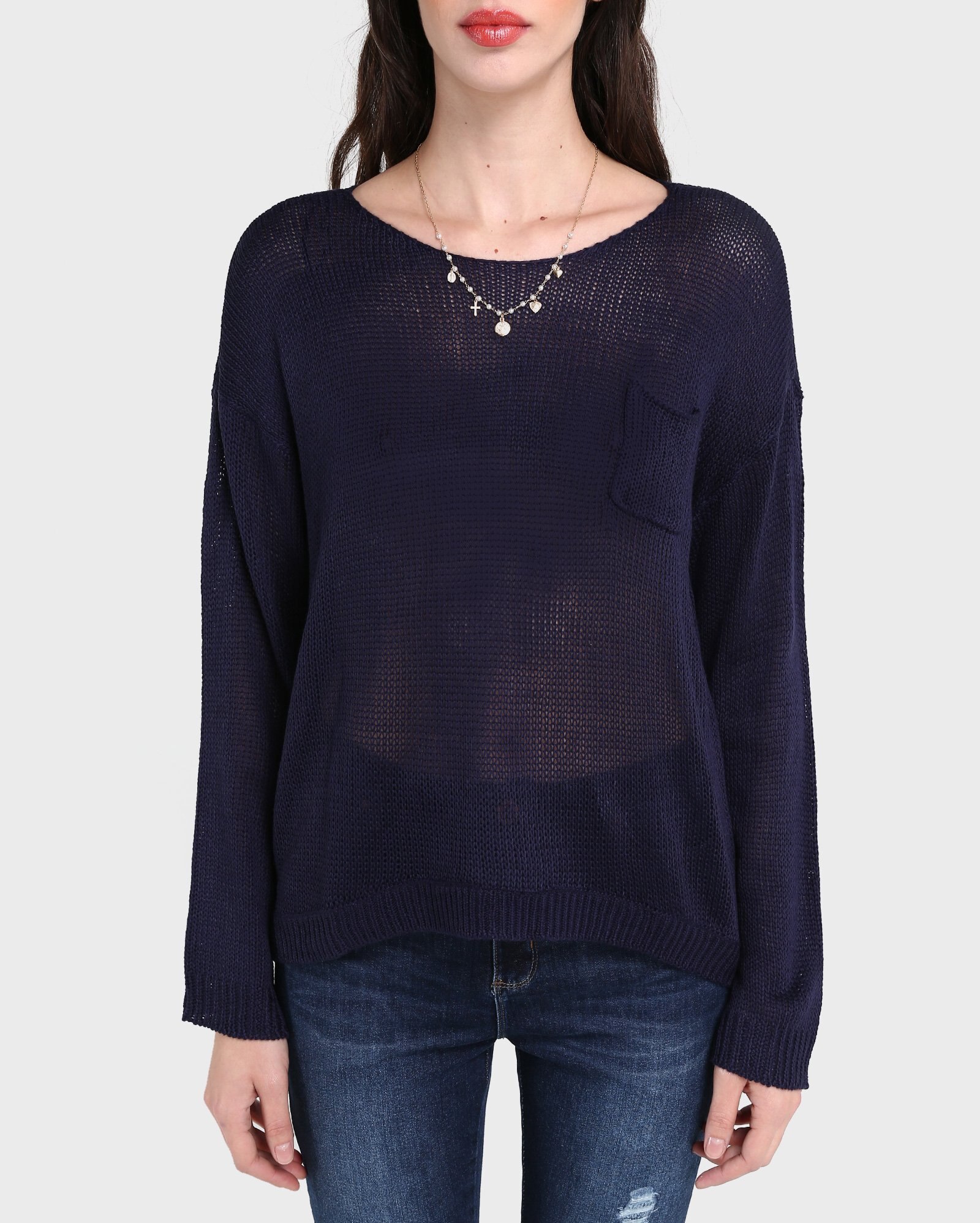 Riachuelo | Suéter Tricot Liso - Azul Noite