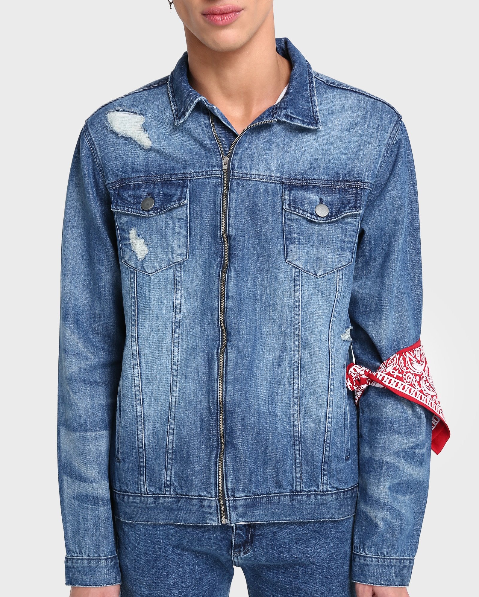 Riachuelo | Jaqueta Jeans Ripped Print