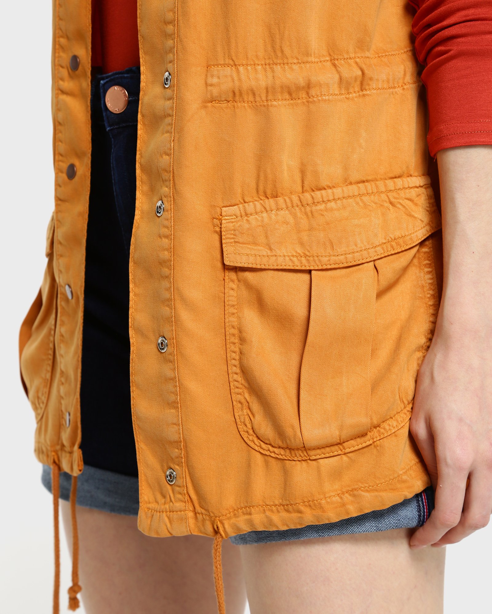 Riachuelo | Colete Jeans Color Alongado - Mostarda