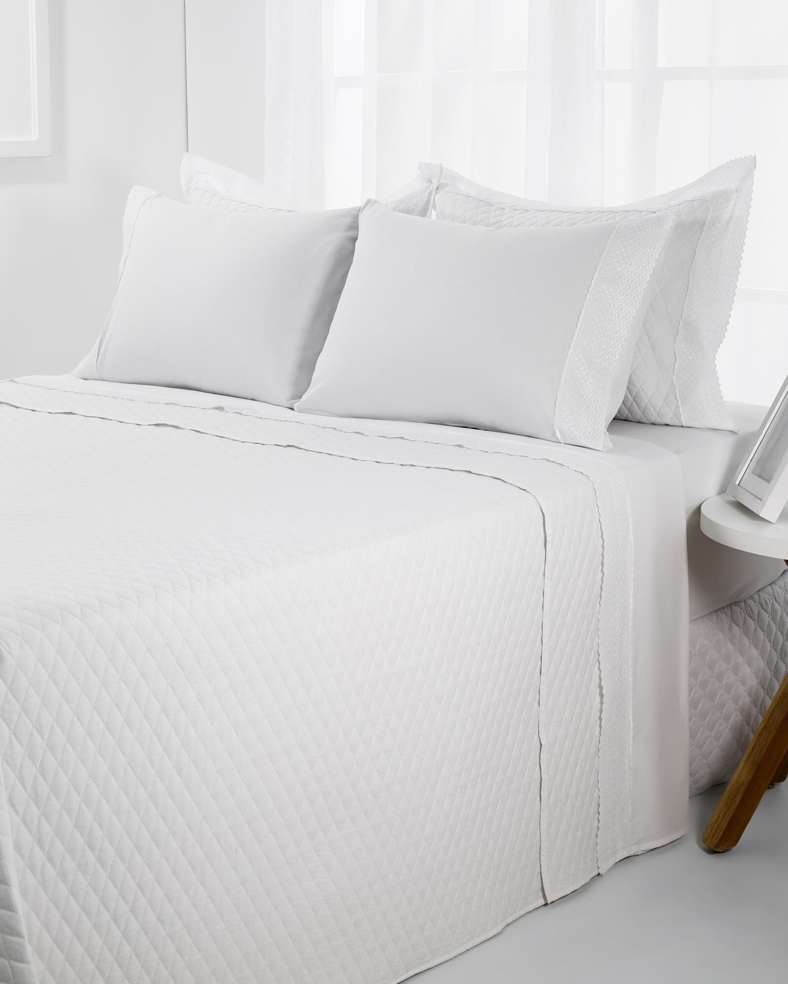 Riachuelo | Kit Colcha Bordado Inglês Casal Queen 180 Fios Percal 100% ...