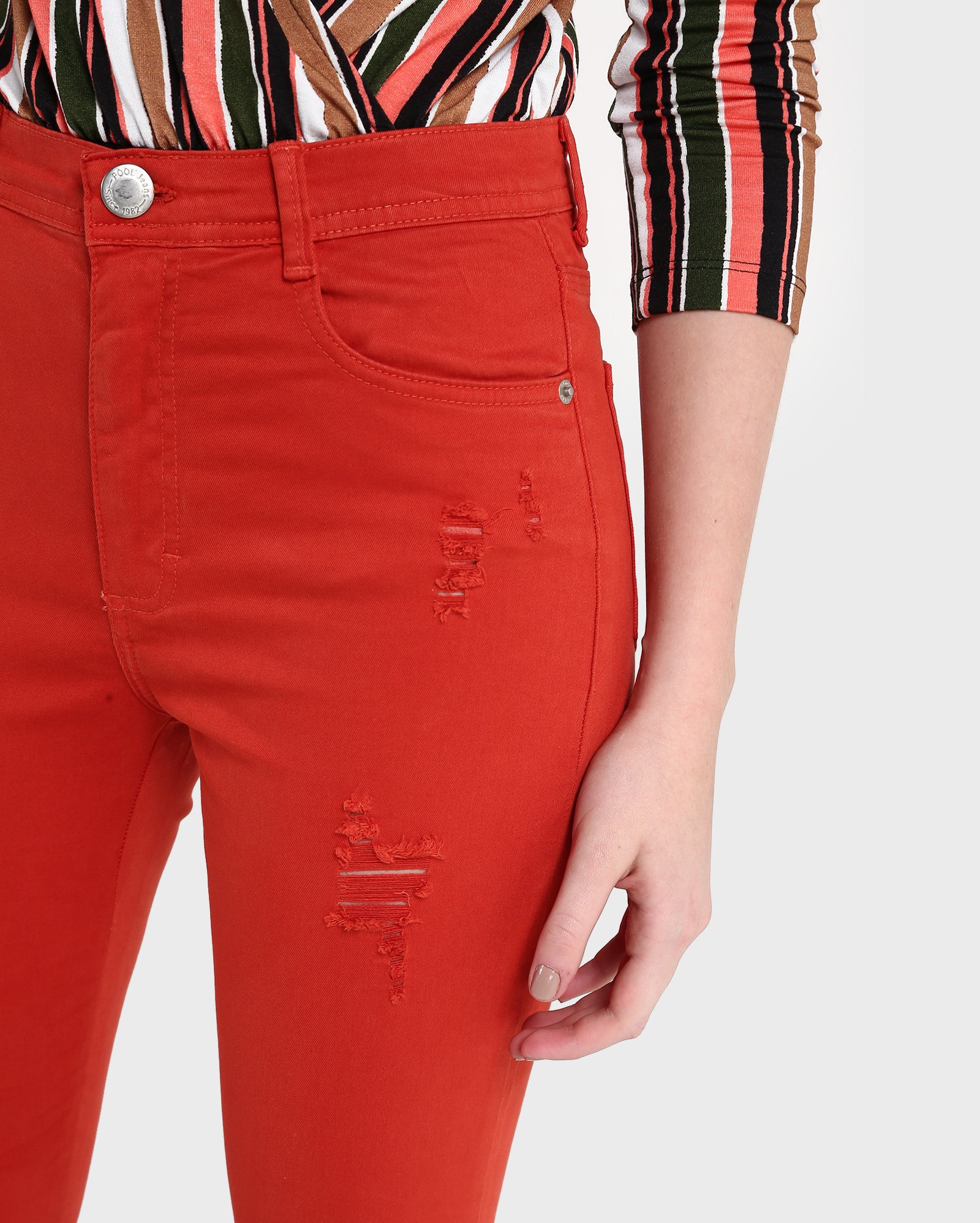 Riachuelo | Calça Jeans Color Skinny Flare - Vermelho Estonado