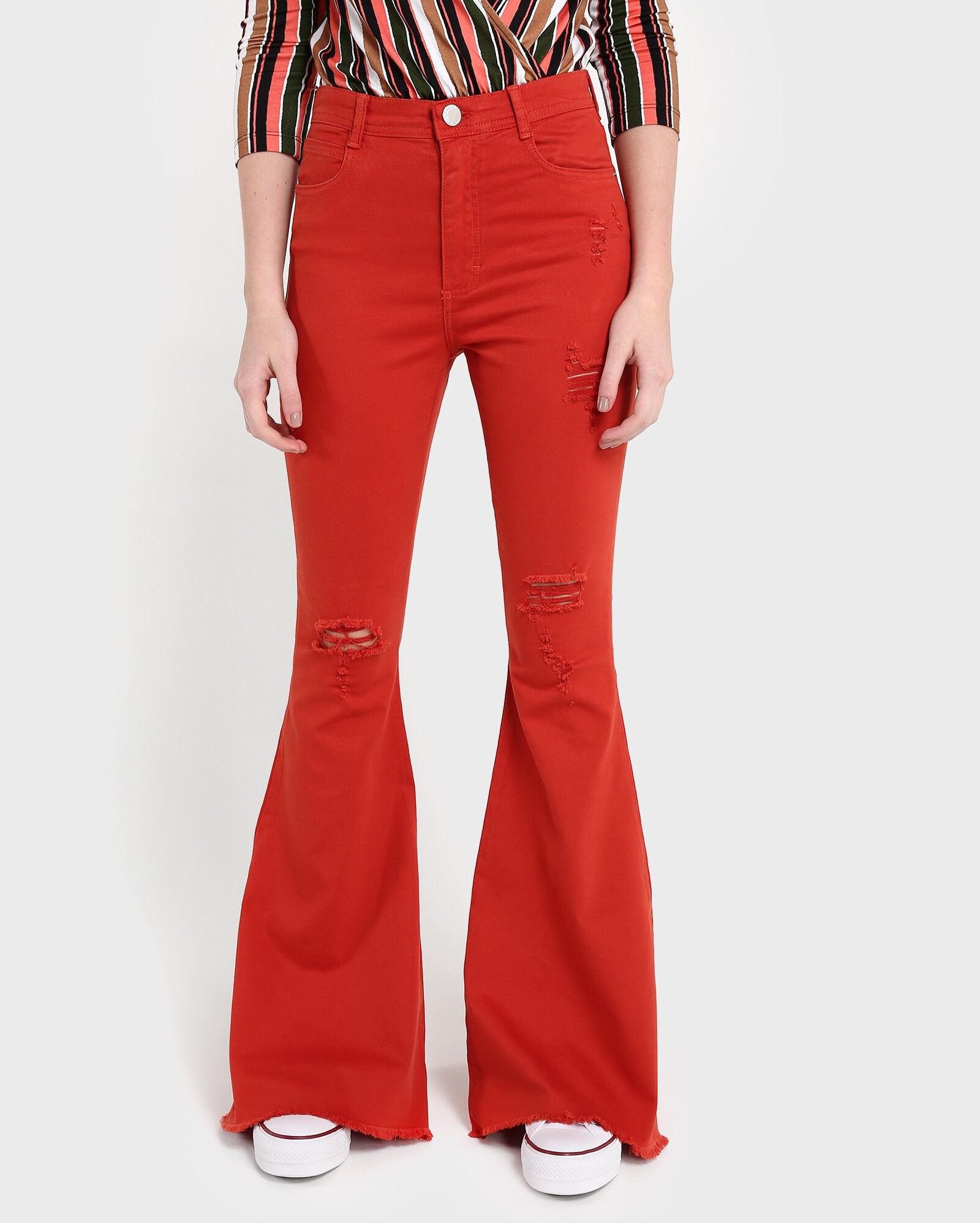 Riachuelo | Calça Jeans Color Skinny Flare - Vermelho Estonado