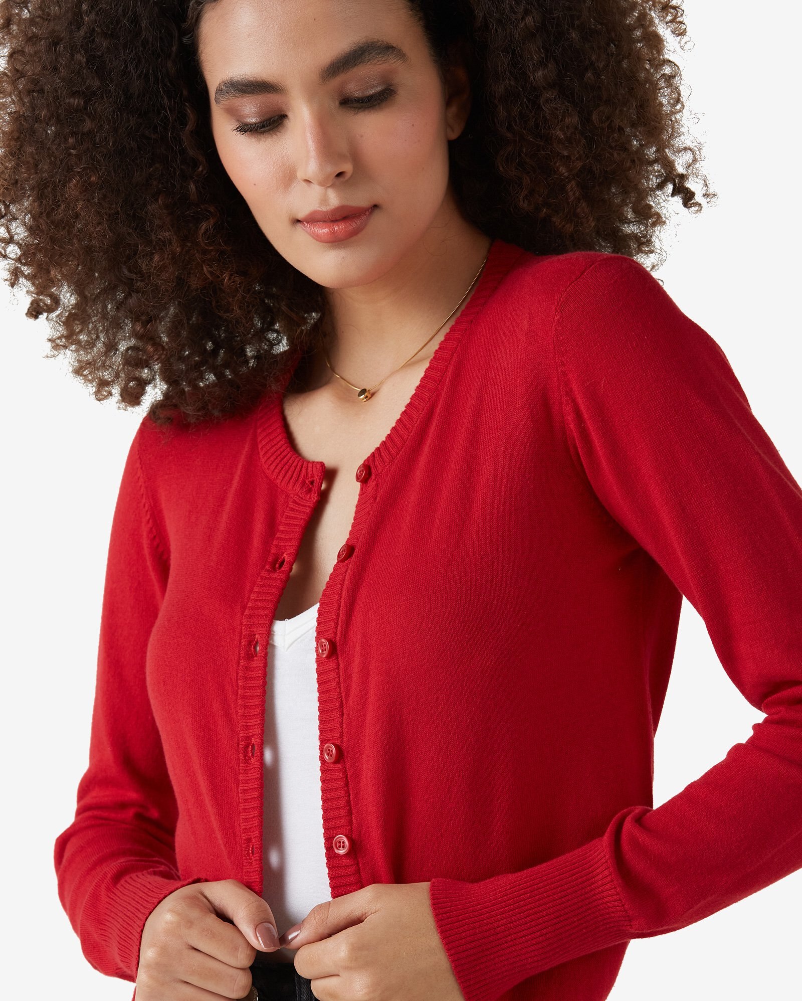Riachuelo | Cardigan Feminino Tricot Malha Liso Vermelho AK by Riachuelo