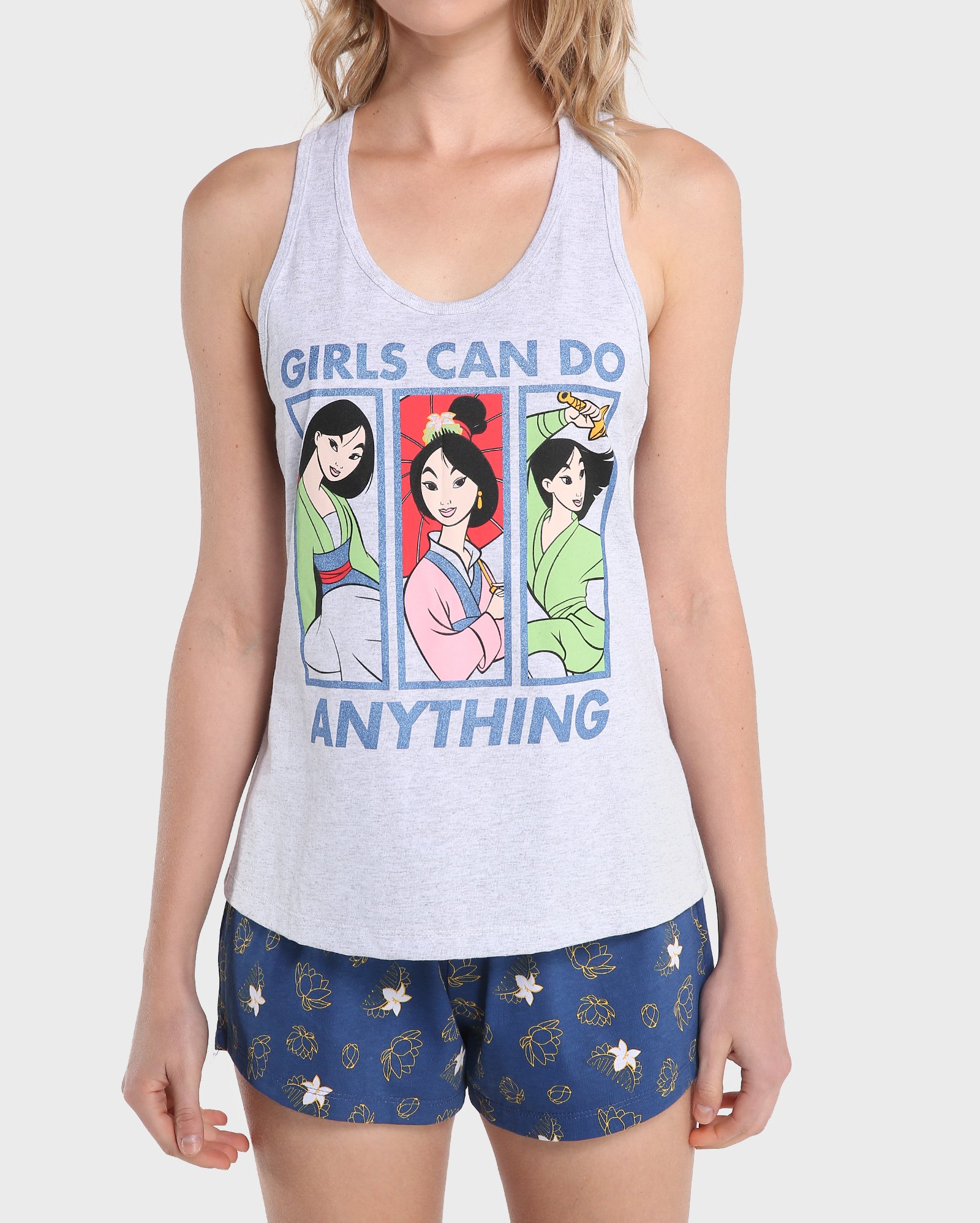 Riachuelo | Pijama Short Doll Malha Mulan - Cinza Mescla