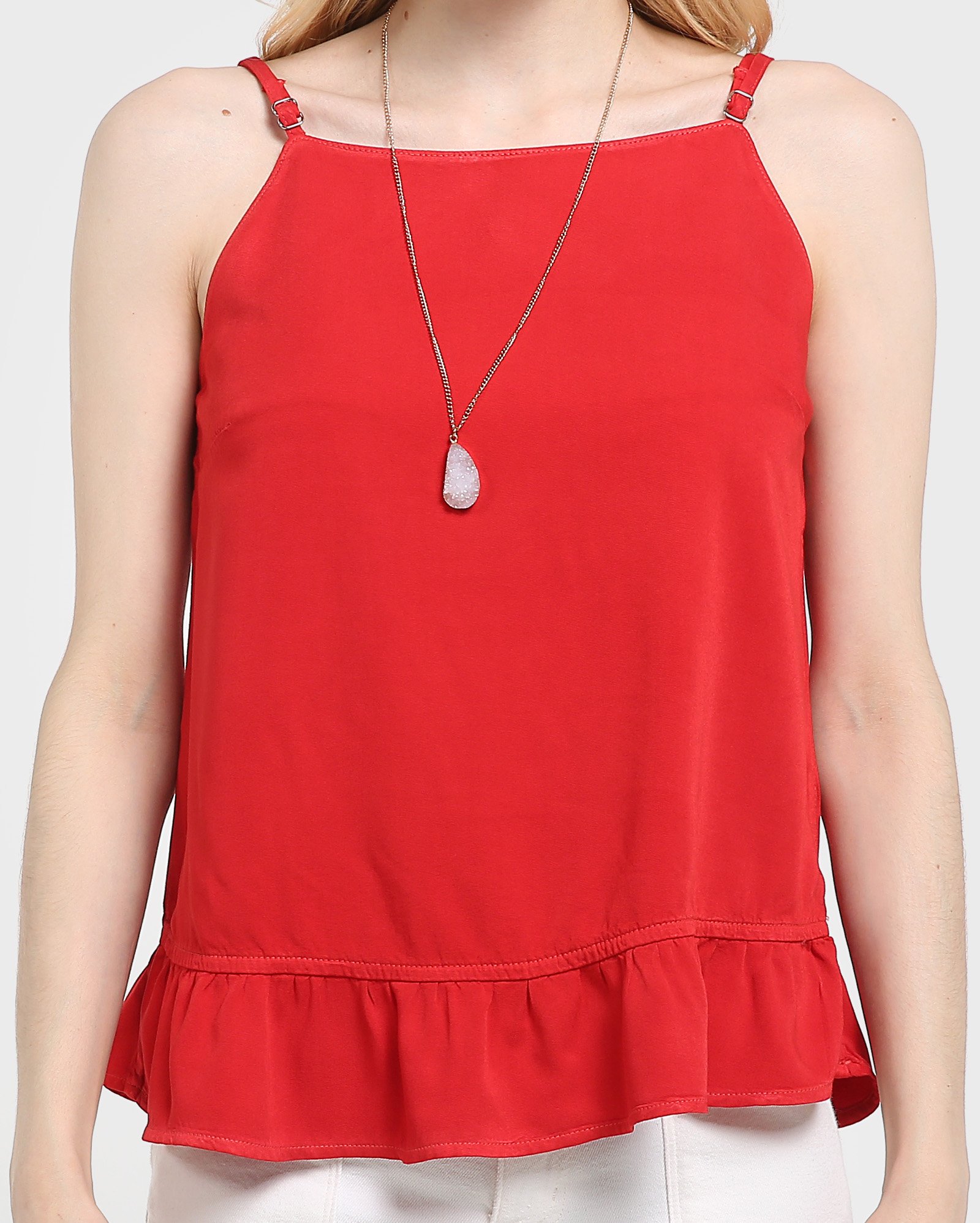 Riachuelo | Regata Color Babado - Vermelho