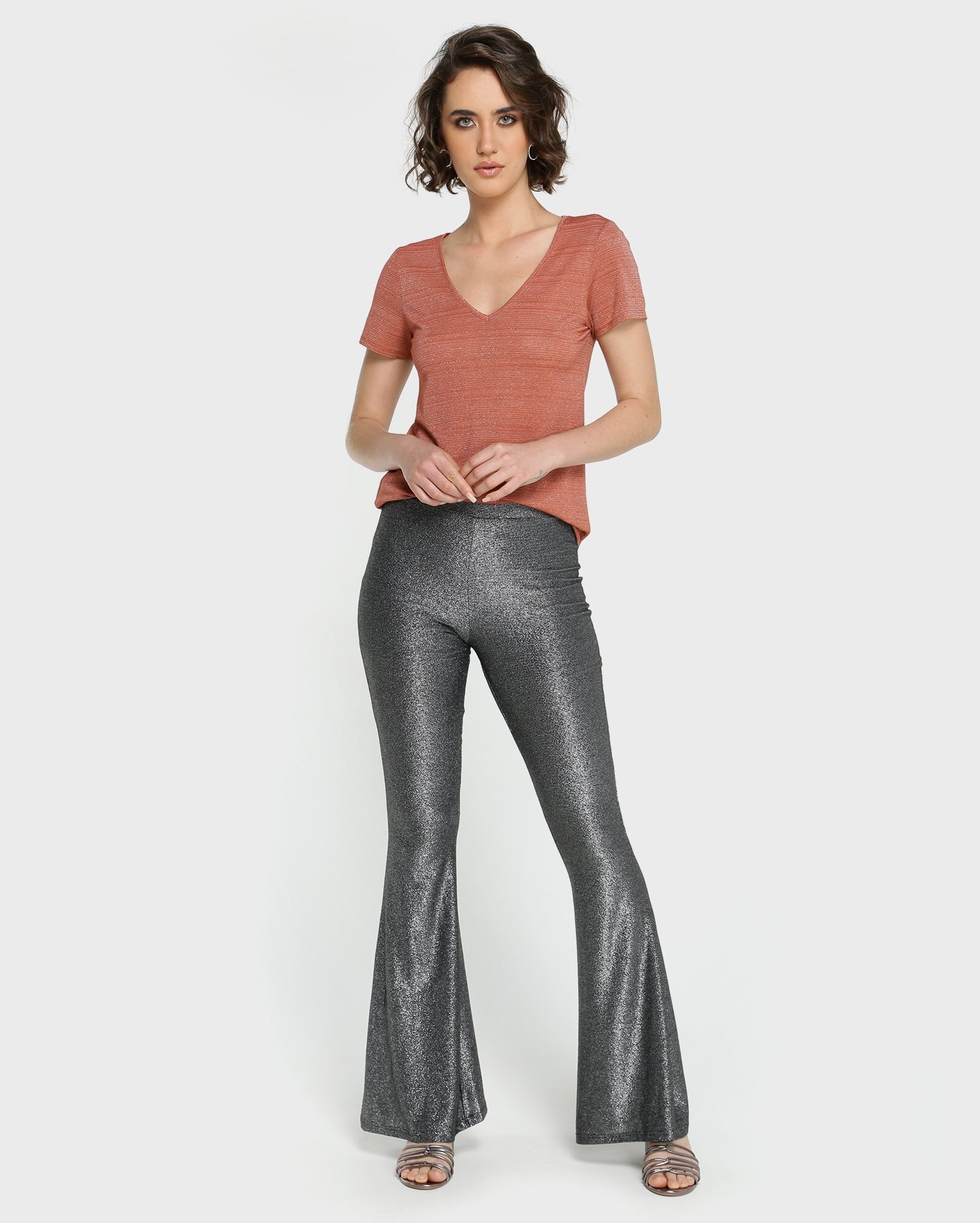 Riachuelo | Blusa Malha Lurex - Salmão