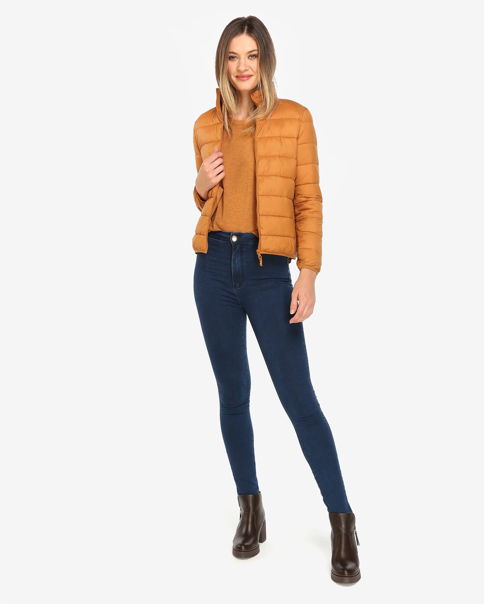 Riachuelo | Jaqueta Puffer Feminina Gola Alta Marrom AK by Riachuelo