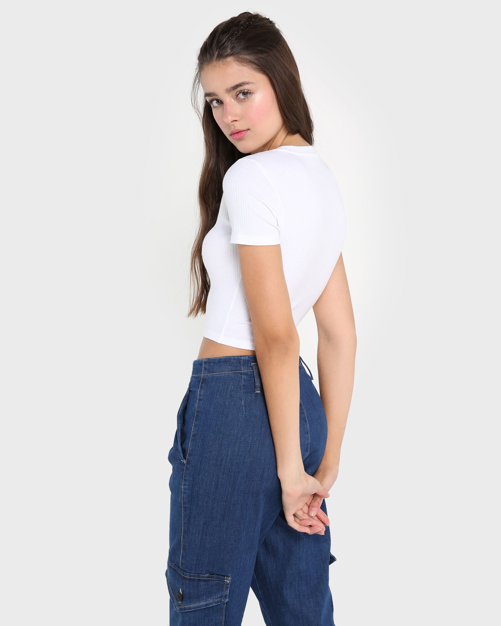 Riachuelo | Camiseta cropped canelada Gigi branca