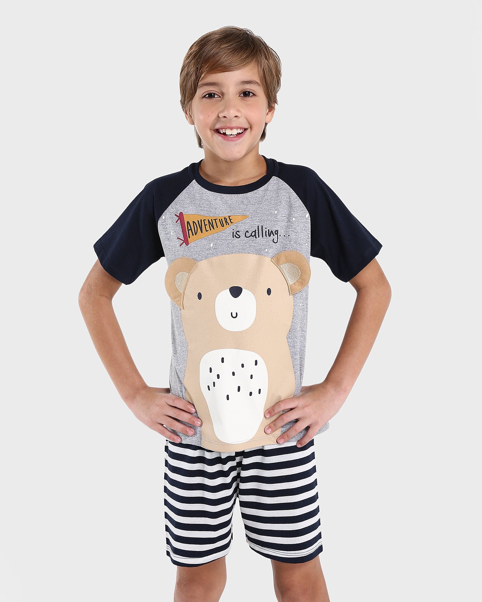 Riachuelo | Pijama Infantil Curto Adventure Is Calling - Azul Marinho