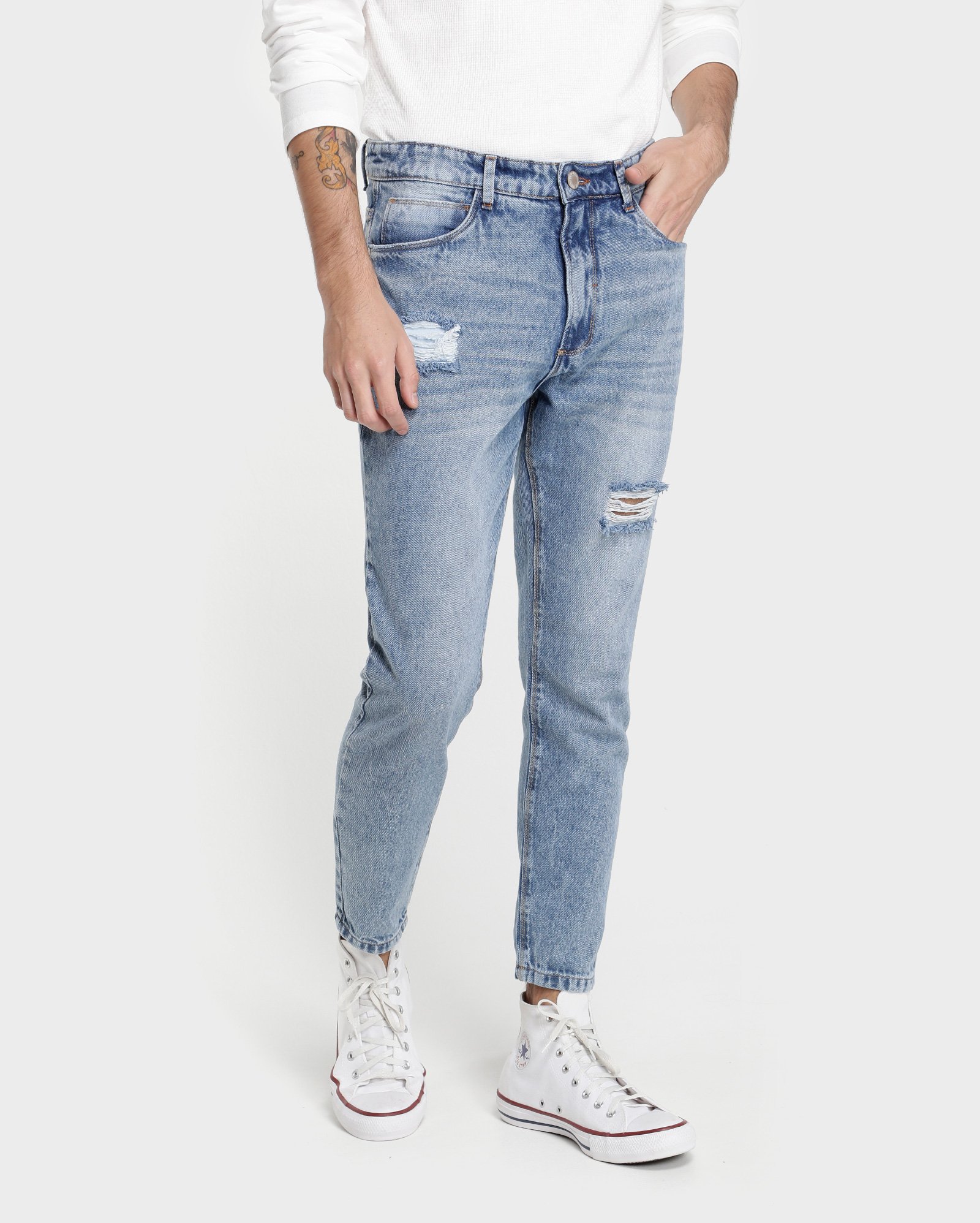 Riachuelo | Calça Jeans Acid Wash Cropped - Denim Claro