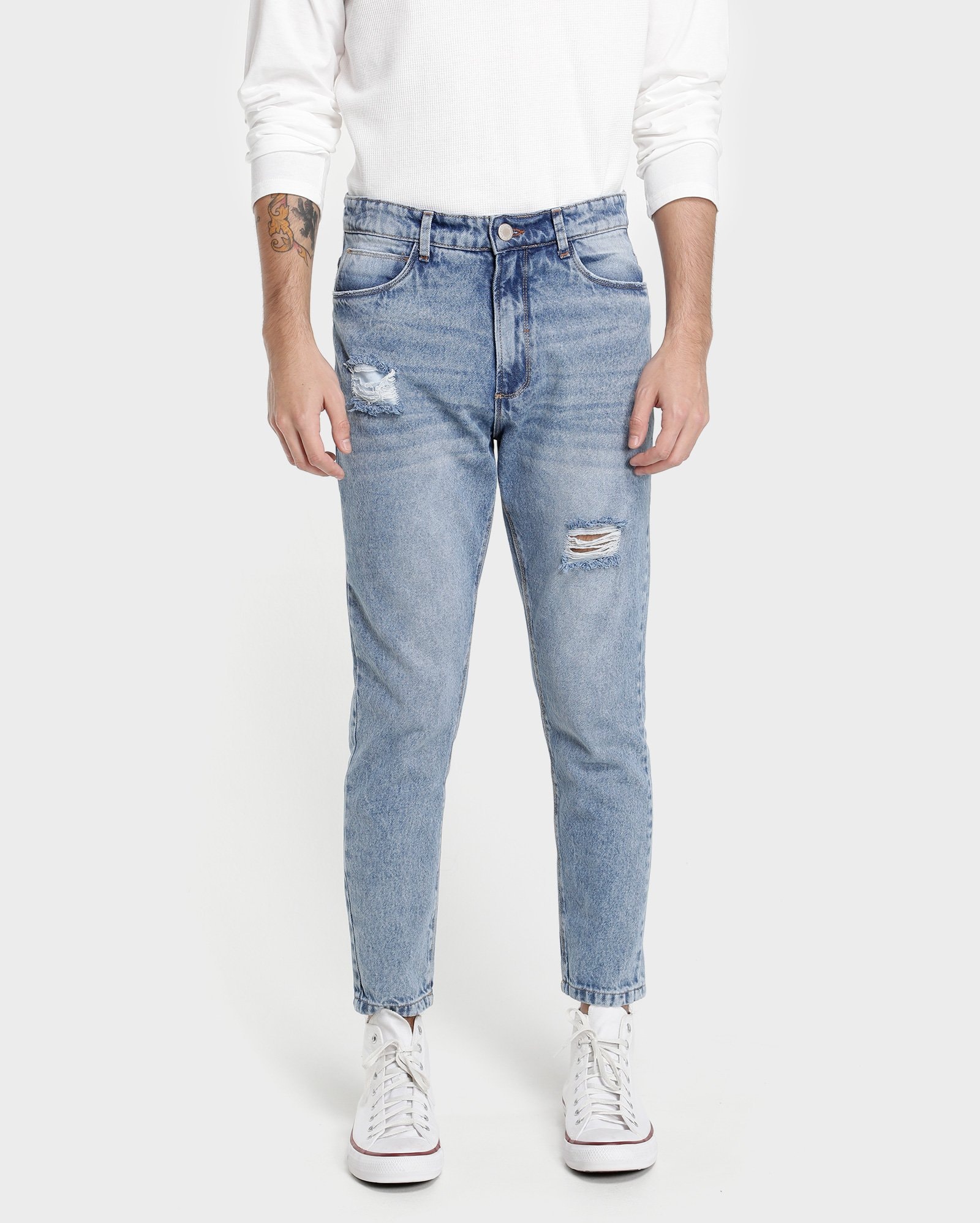 Riachuelo | Calça Jeans Acid Wash Cropped - Denim Claro