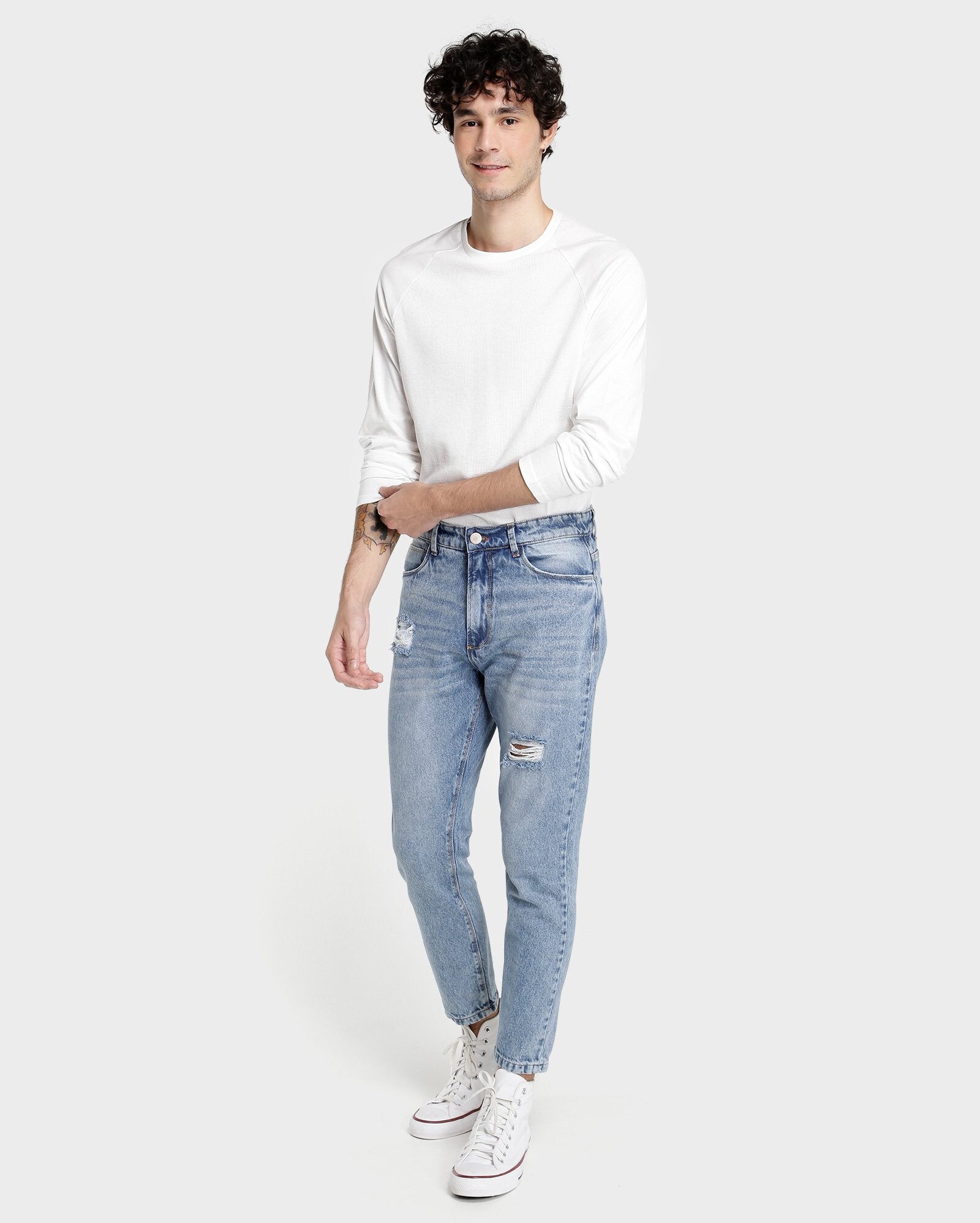 Riachuelo | Calça Jeans Acid Wash Cropped - Denim Claro