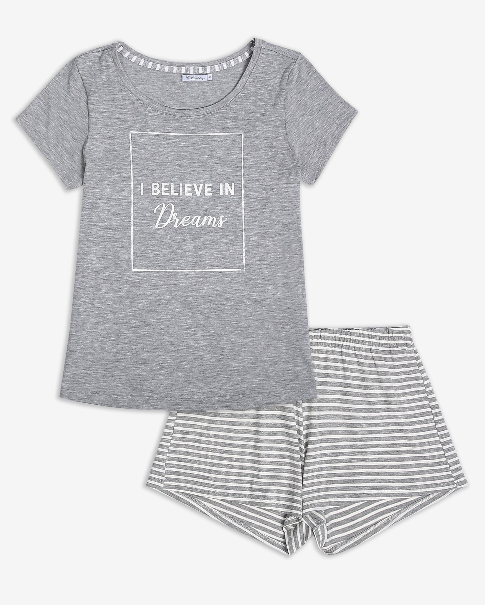 Riachuelo | Pijama Short Doll Believe Lilly - Cinza Mescla