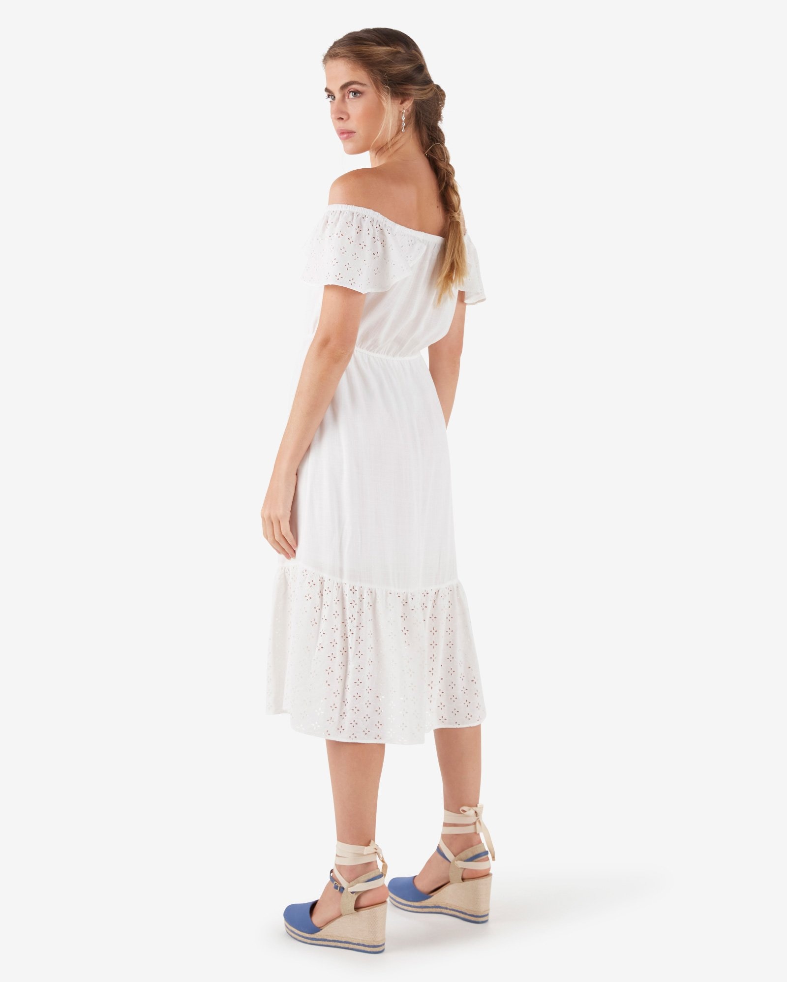Riachuelo Vestido Midi Feminino Ciganinha Laise Branco