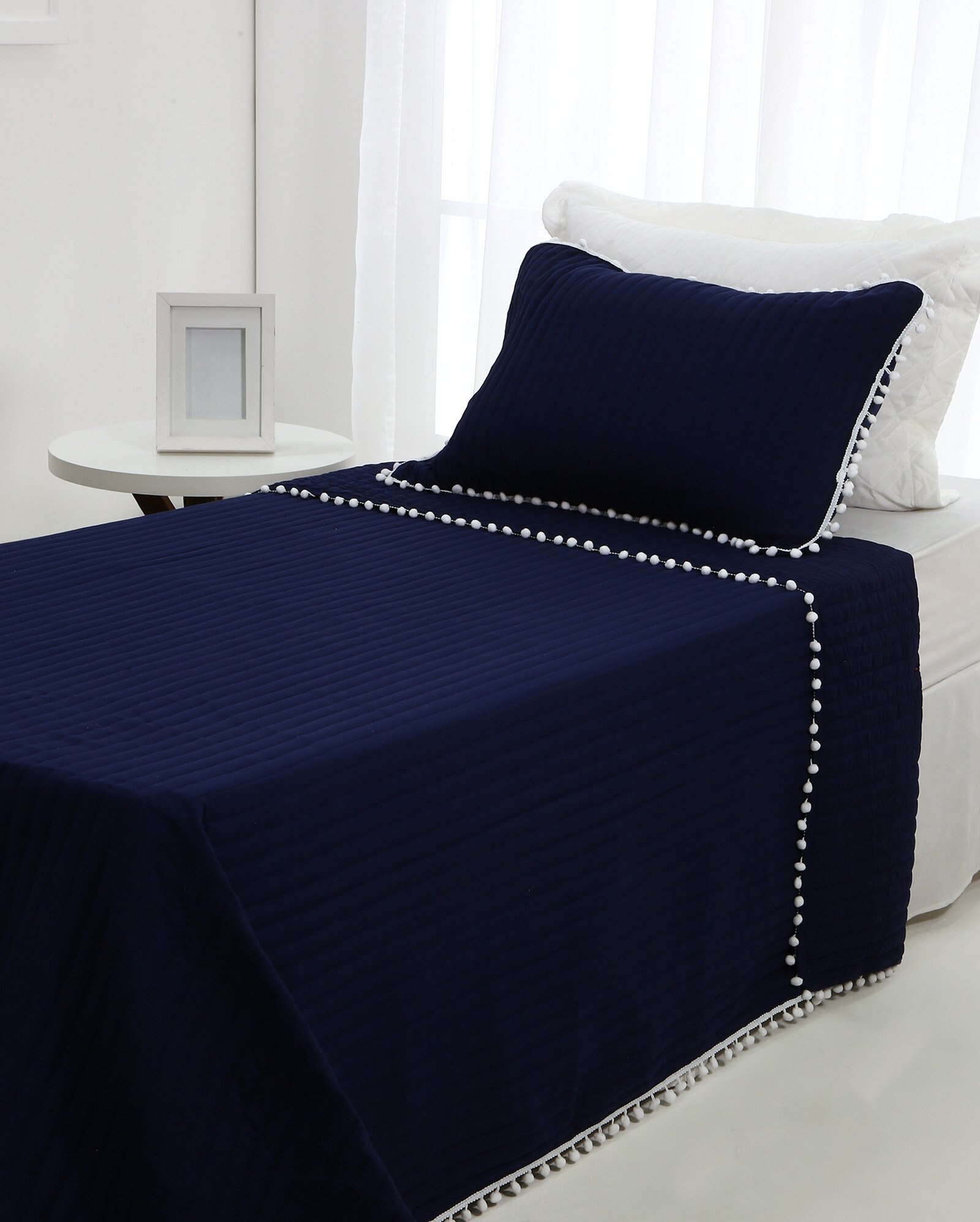 Riachuelo | Kit Colcha Design Pompom AK Home Special Azul Marinho Solteiro