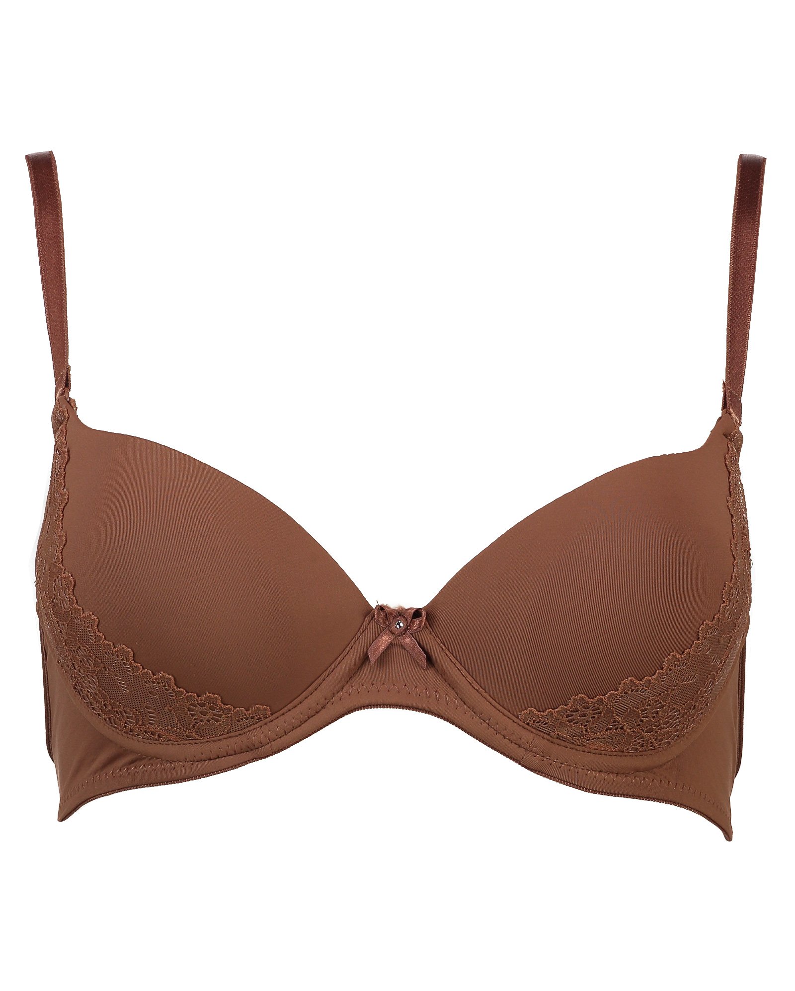 Riachuelo | Sutiã Push Up Bojo Detalhe Renda Demillus Marrom Chocolate