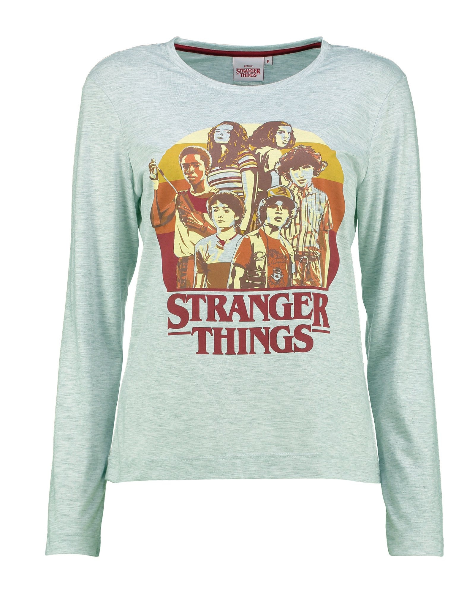 Riachuelo | Pijama Feminino Longo Stranger Things Cinza Mescla e Vermelho