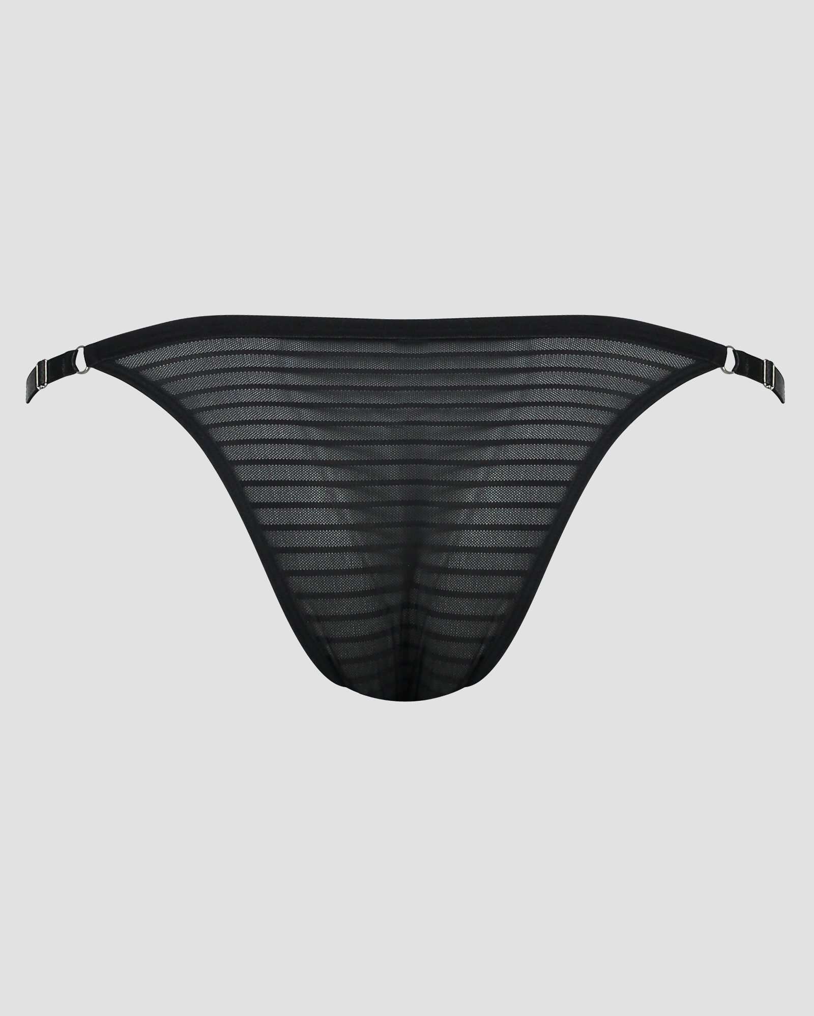 Riachuelo | Calcinha Plus Size String Riachuelo Tule Listras Preto