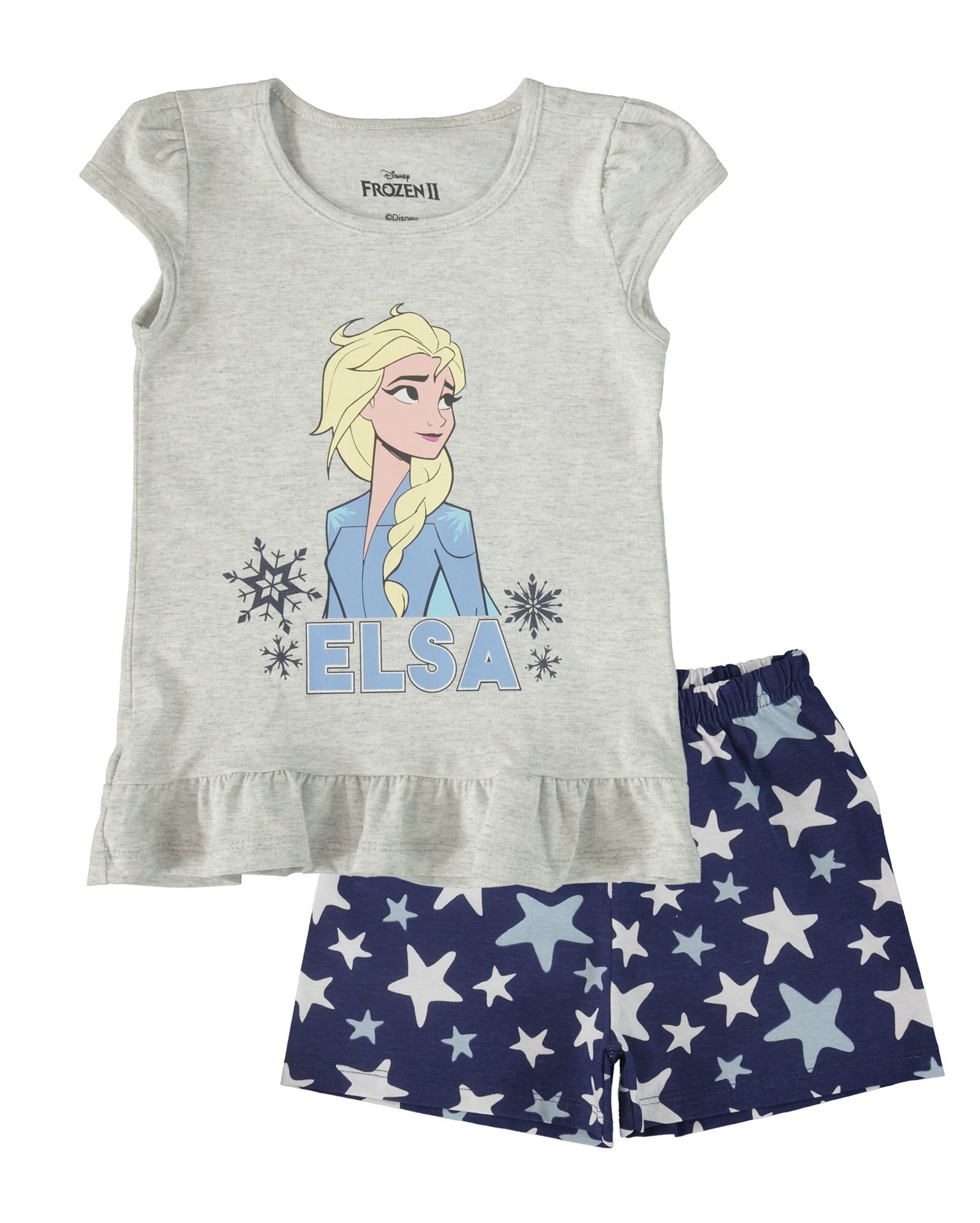 Riachuelo | Pijama Infantil Curto Elsa Frozen Cinza Mescla Tam 4 a 10