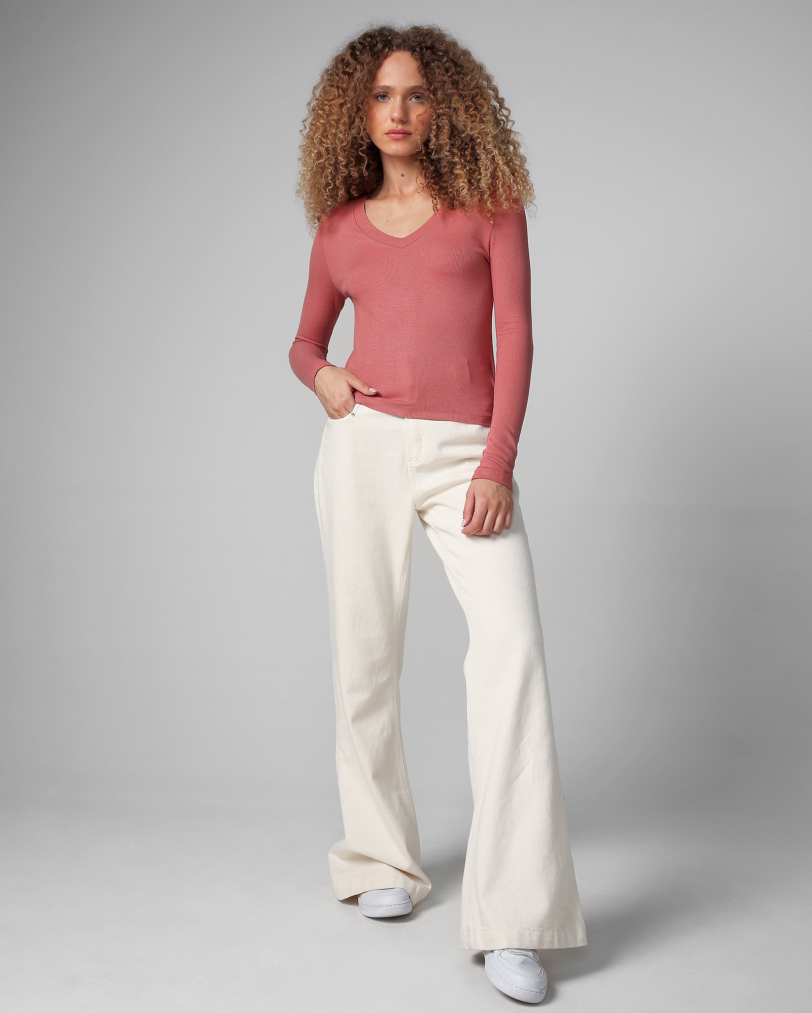 Riachuelo | Blusa Feminina Manga Longa Malha Ribana Rosa Chiclete Pool ...