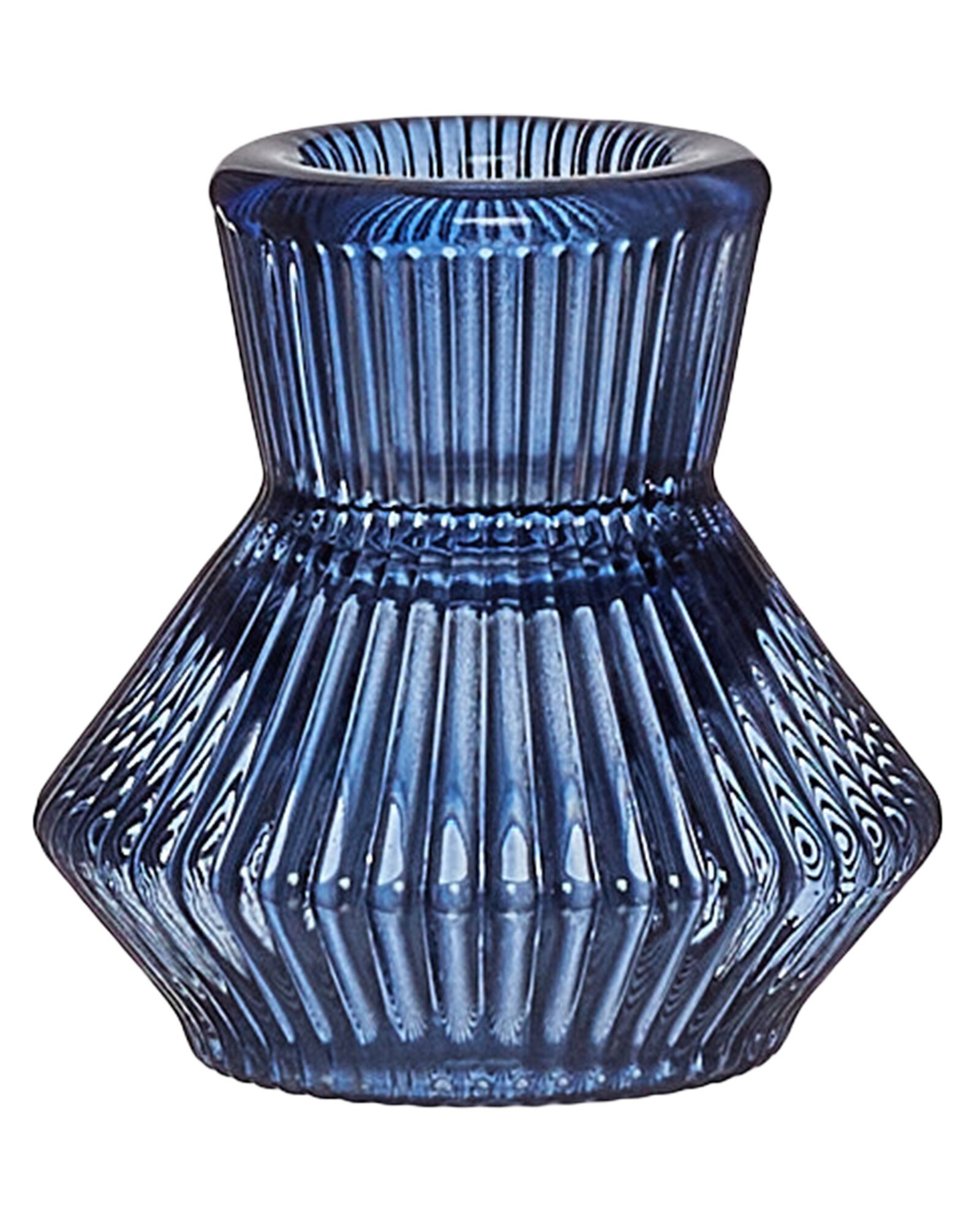 Riachuelo | Castiçal Duplo Origami P Vidro Azul Casa Riachuelo