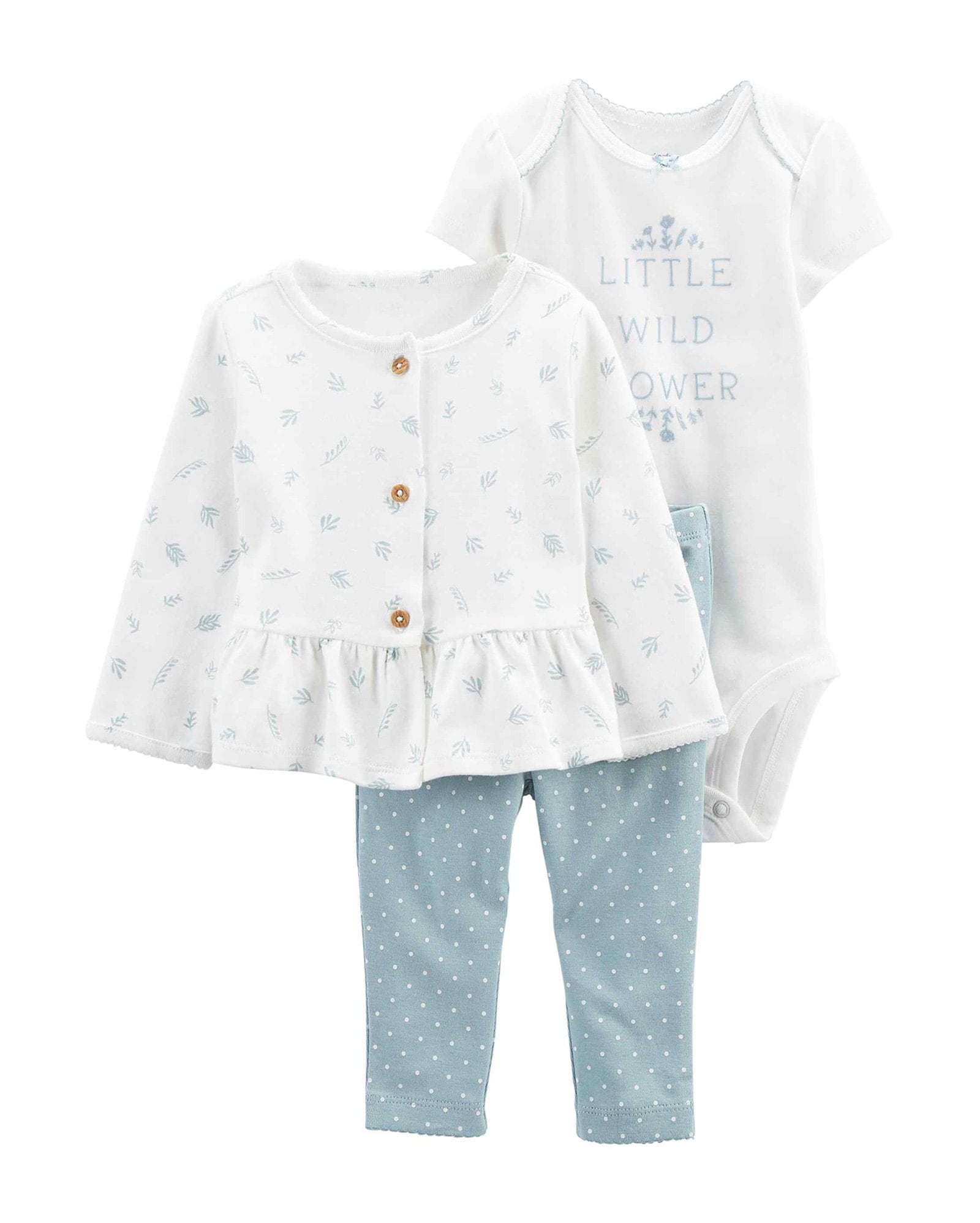 Riachuelo | Conjunto Bebê Carter's 3 Peças Poás Folhagens Azul Bebê ...