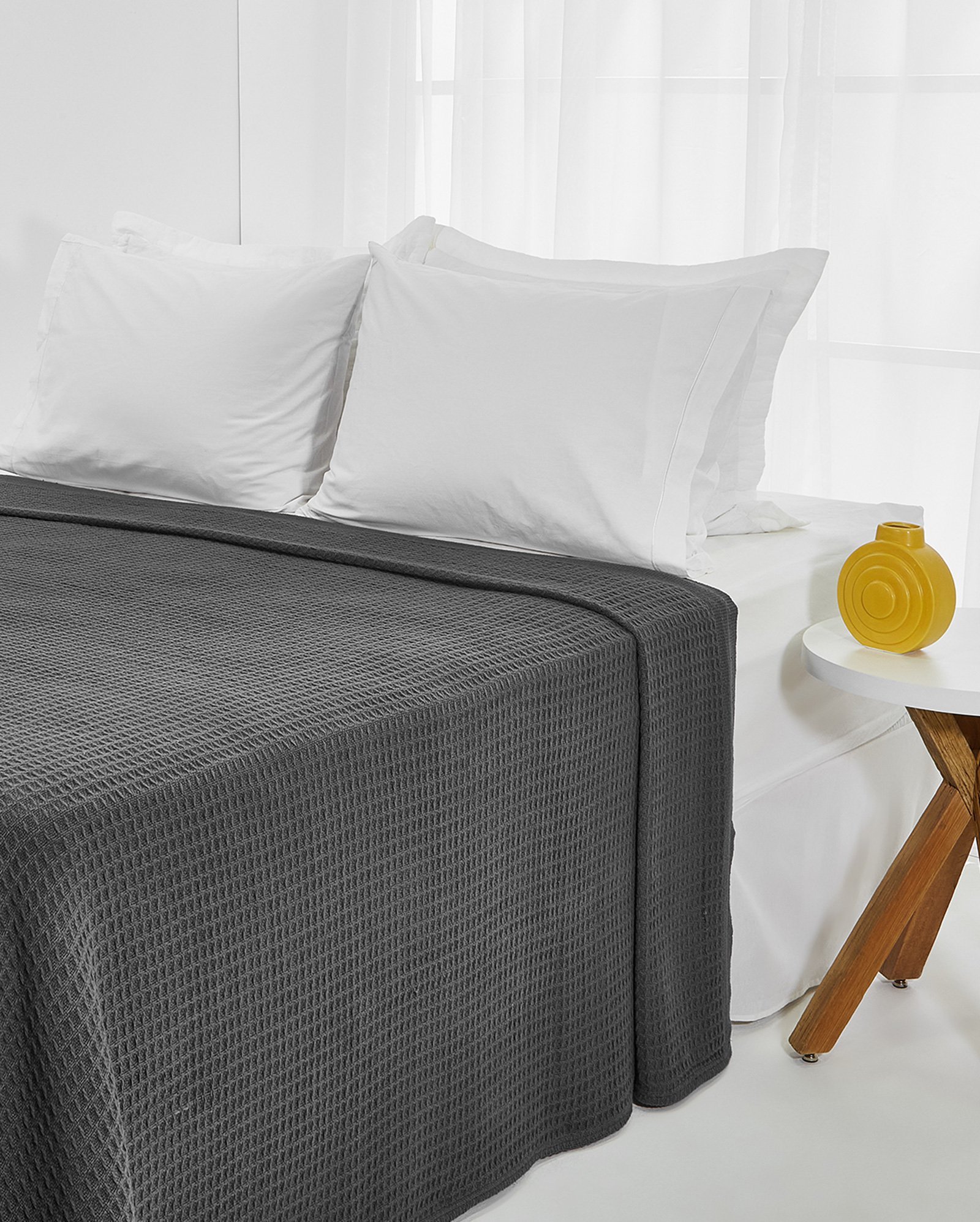 Riachuelo | Colcha Casal Queen Piquet Waffle Cinza Chumbo Casa Riachuelo