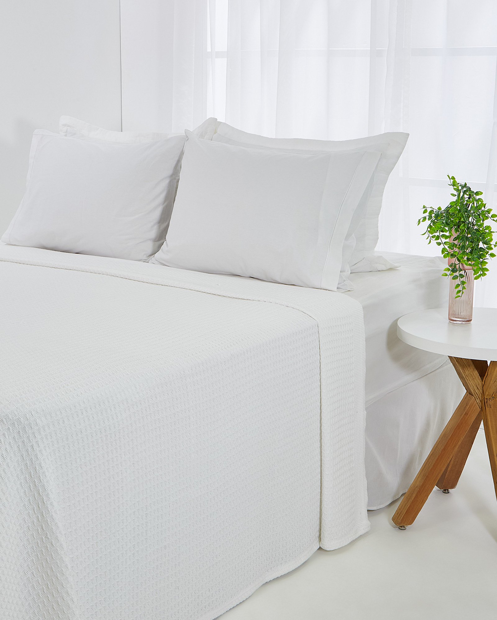 Riachuelo | Colcha Casal Queen Piquet Waffle Branco Casa Riachuelo