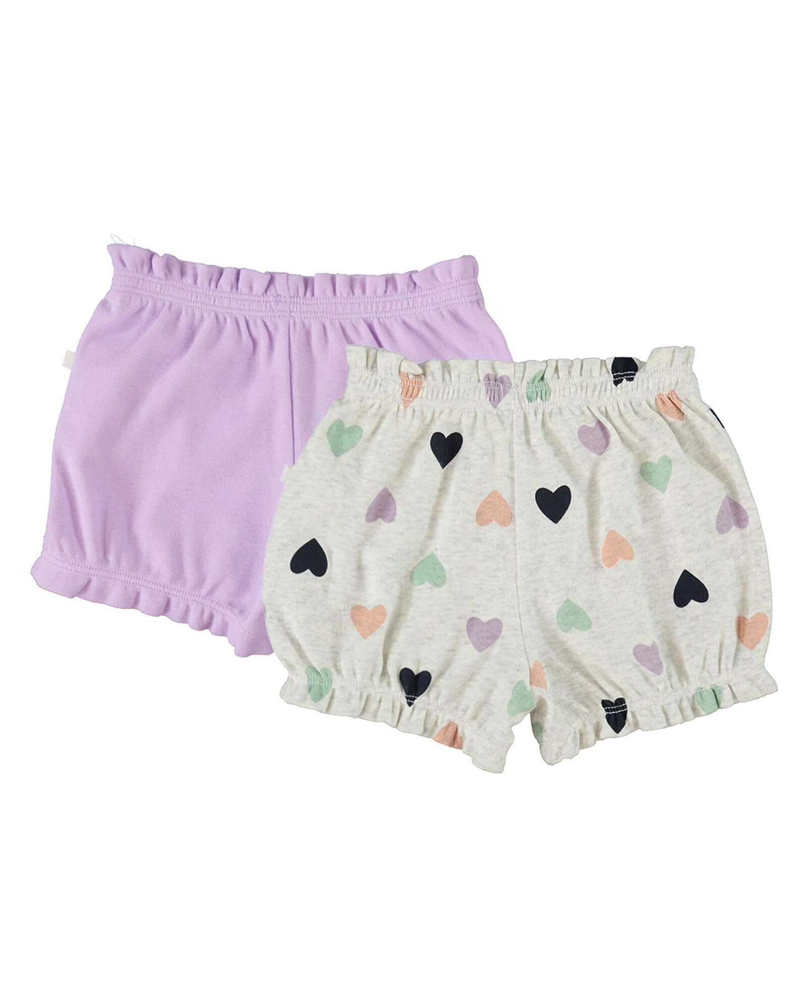 Riachuelo | Kit Short Bebê 2 Peças Corações Cinza Mescla Claro/Lilás ...