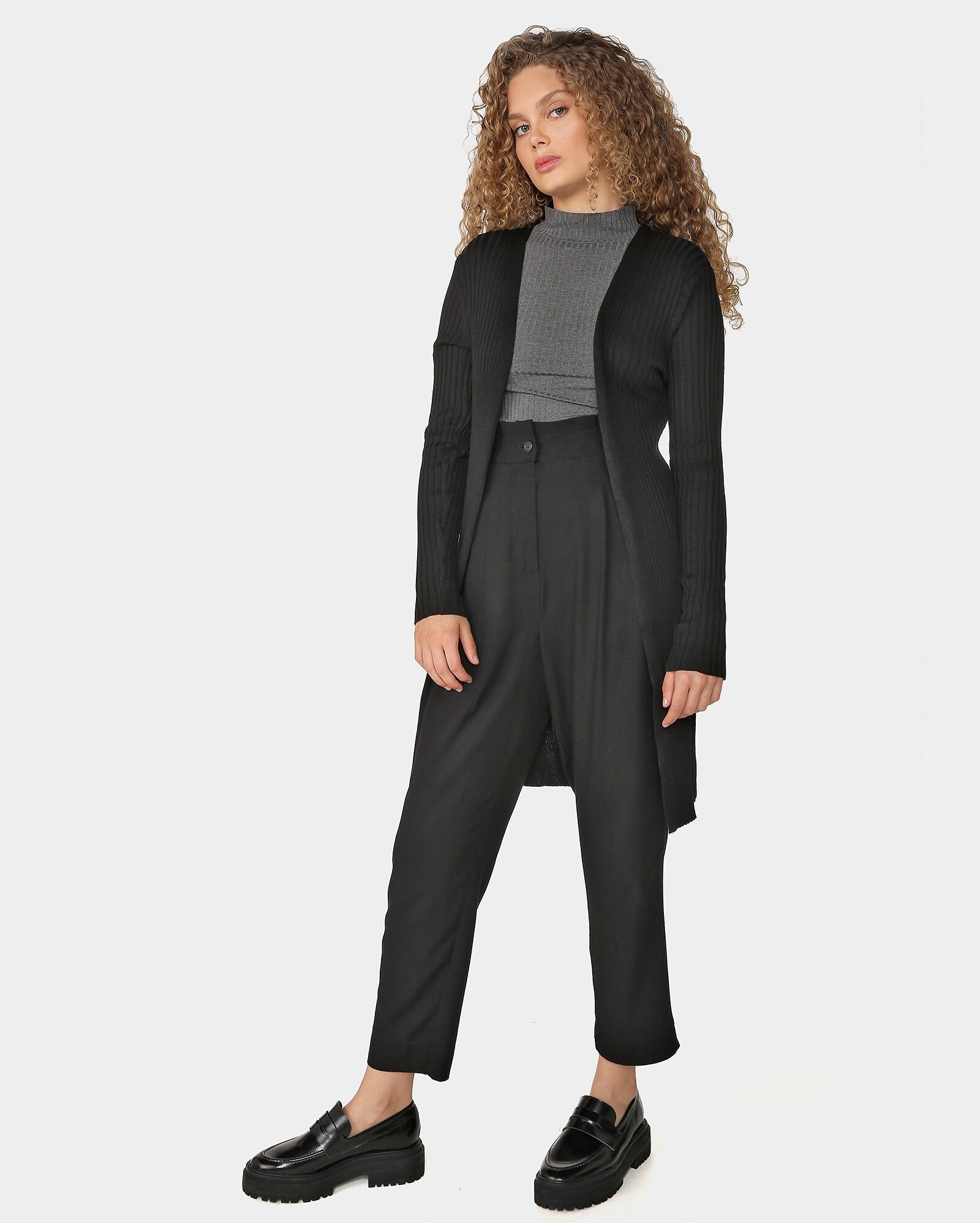 Riachuelo | Cardigan Feminino Alongado Tricot Preto AK by Riachuelo