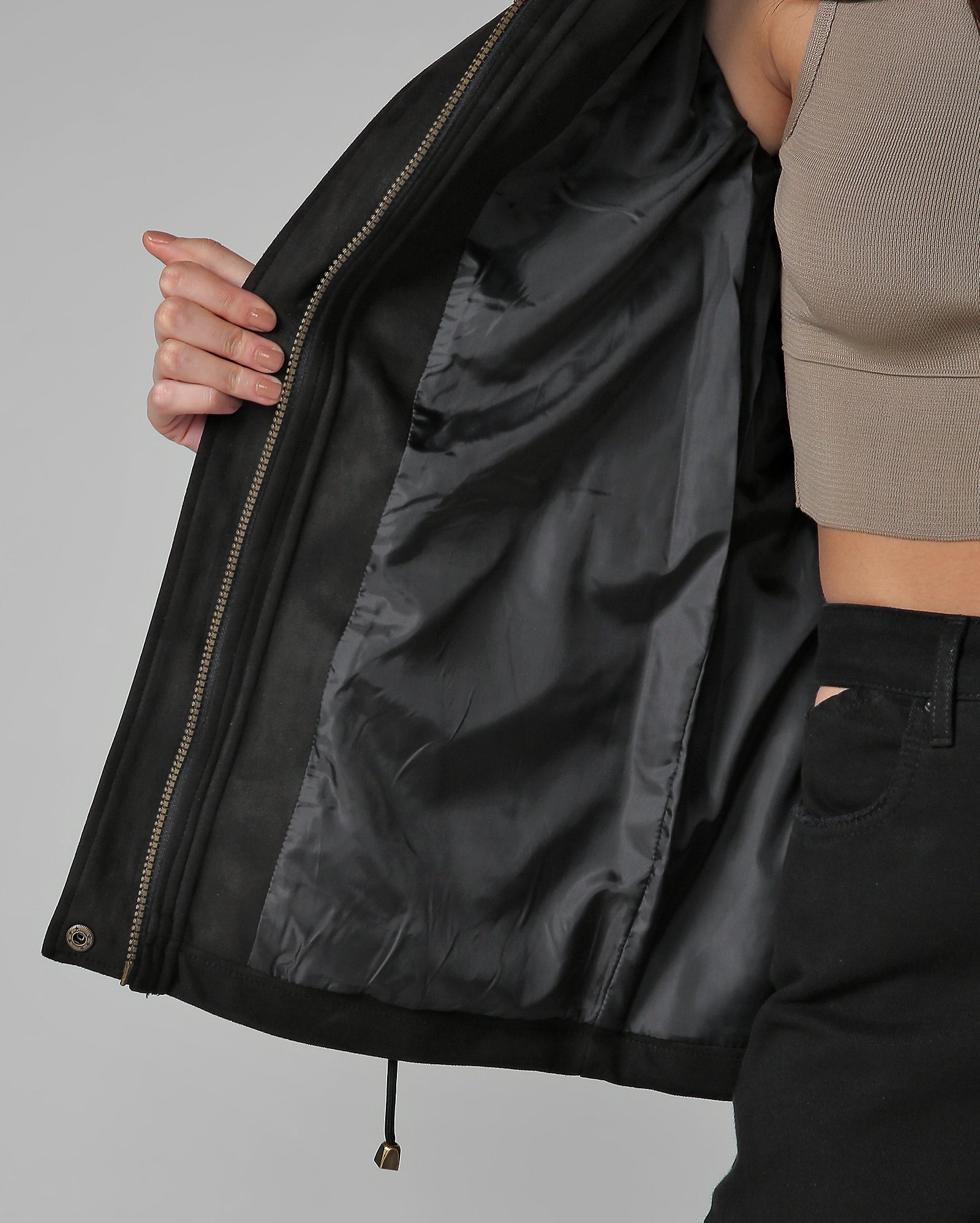 Riachuelo | Jaqueta Feminina Parka Ajustável Camurça Preto Pool by ...