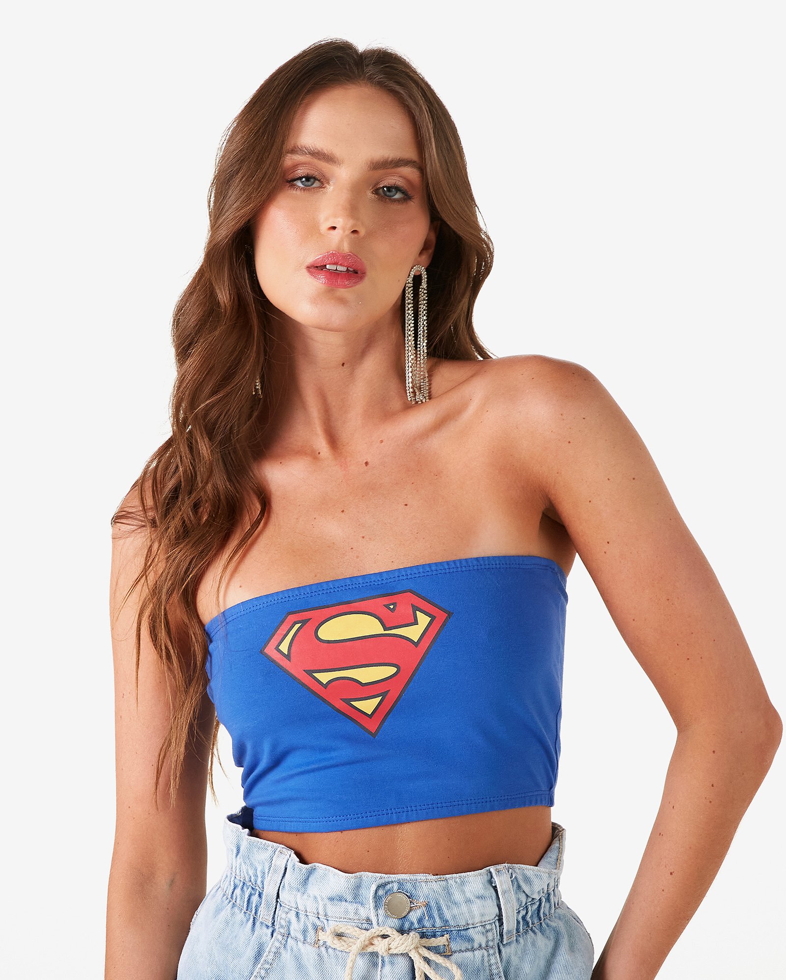 Riachuelo | Top Cropped Feminino Faixa Superman Azul