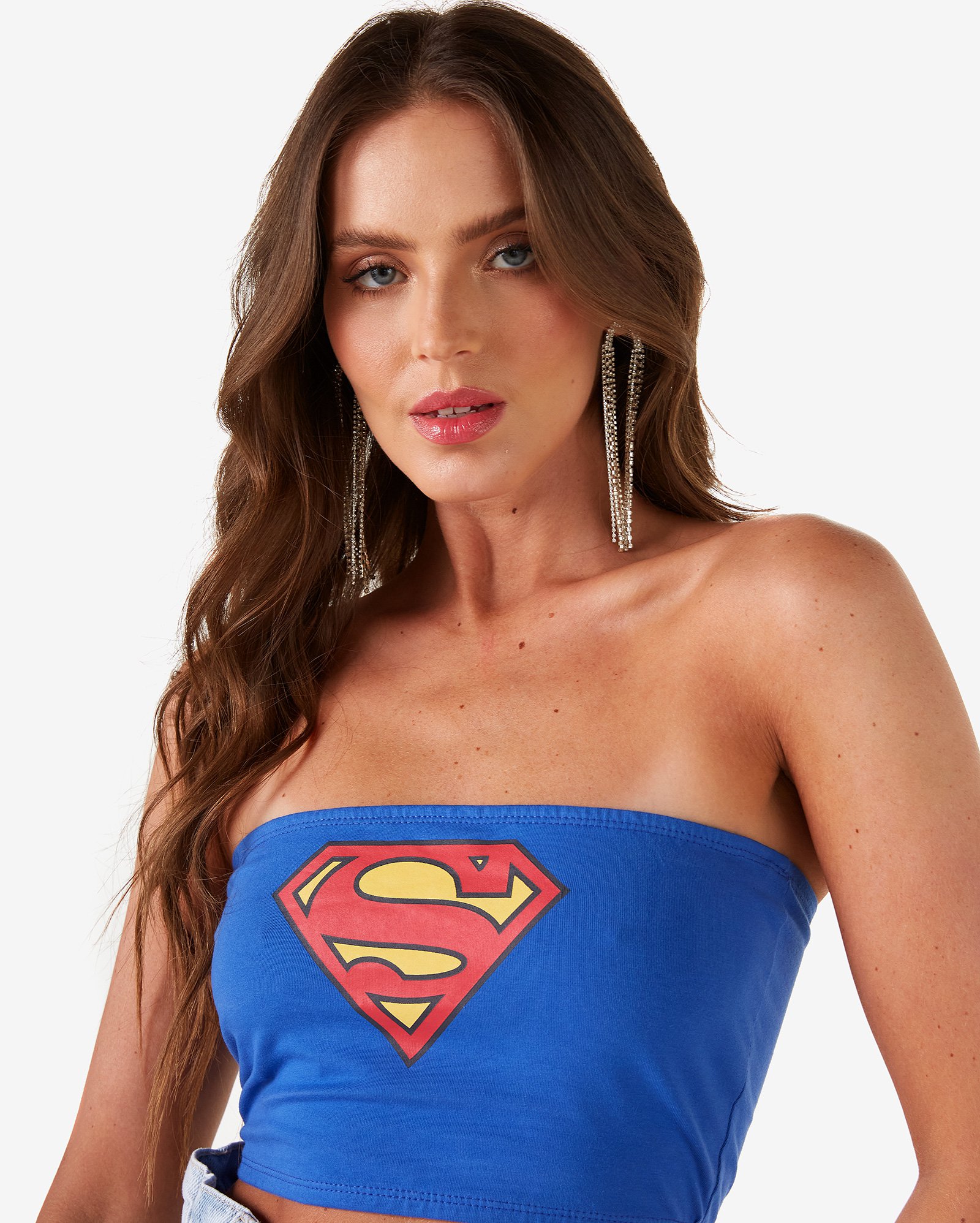 Riachuelo | Top Cropped Feminino Faixa Superman Azul