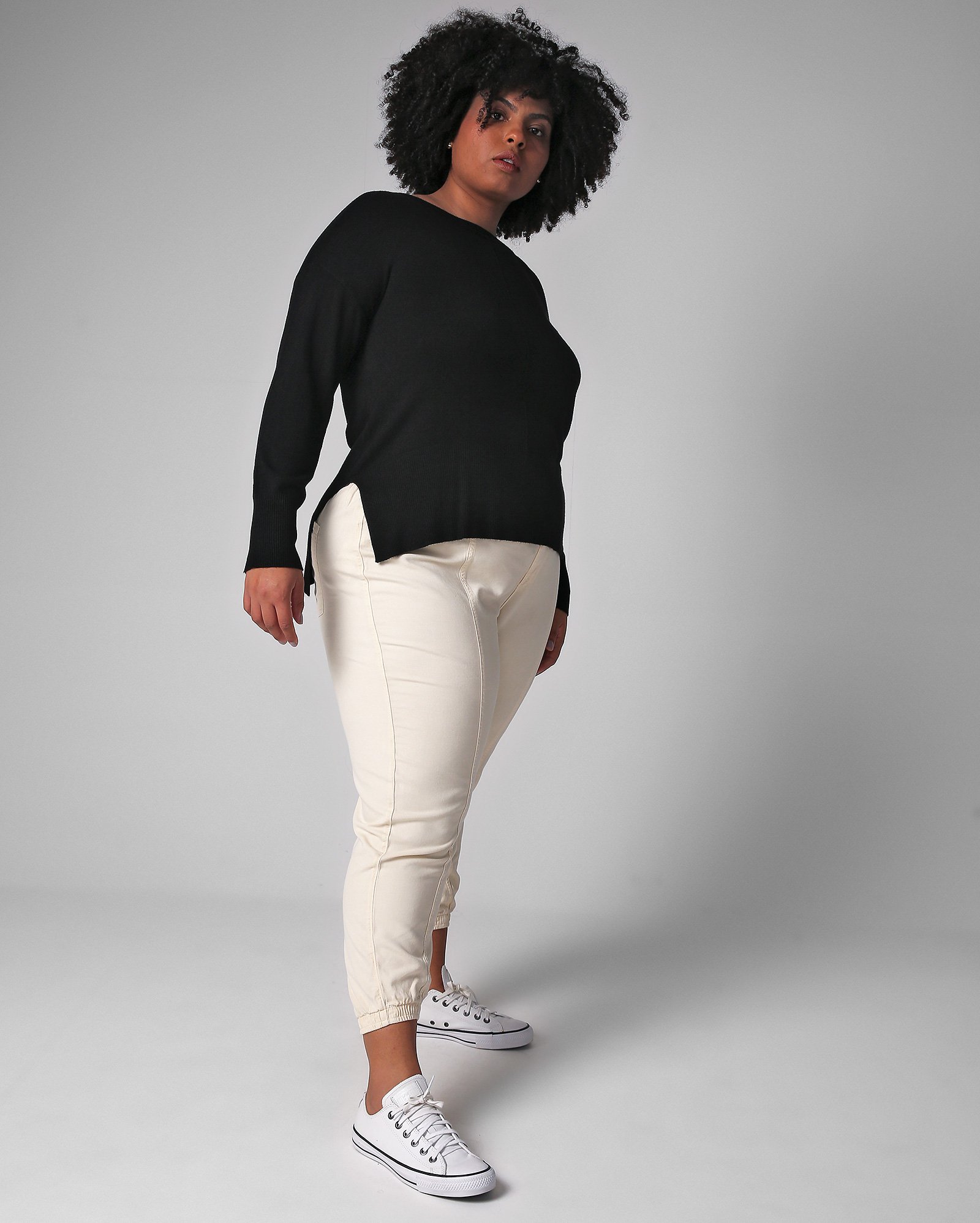 Riachuelo | Blusa plus size feminina alongada preta | Filipa by Riachuelo