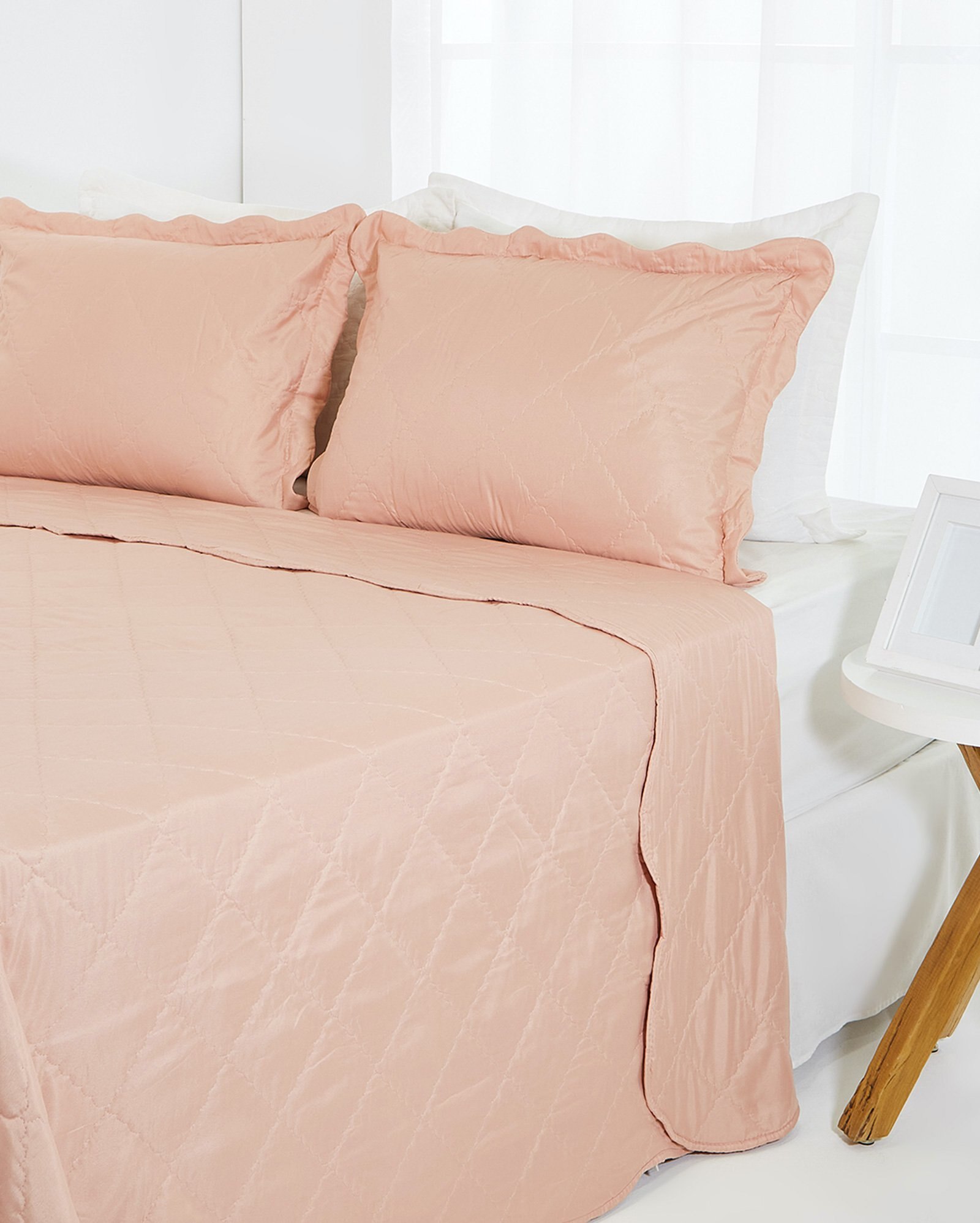 Riachuelo | Kit Colcha King Bouti 3 Peças Rosa Pêssego Casa Riachuelo