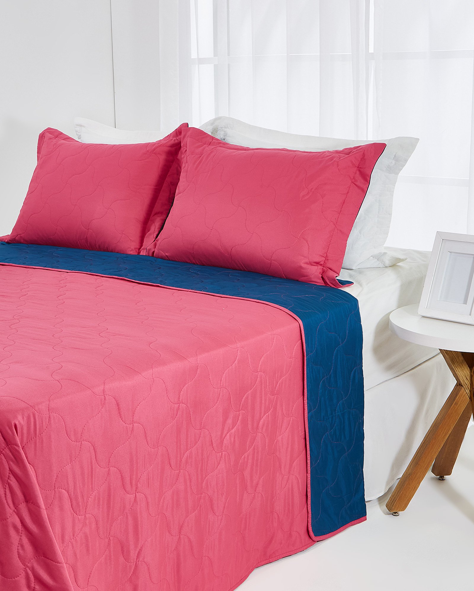 Riachuelo | Kit Colcha King Dupla Face Bouti Pink 3 Peças Rosa Pink ...