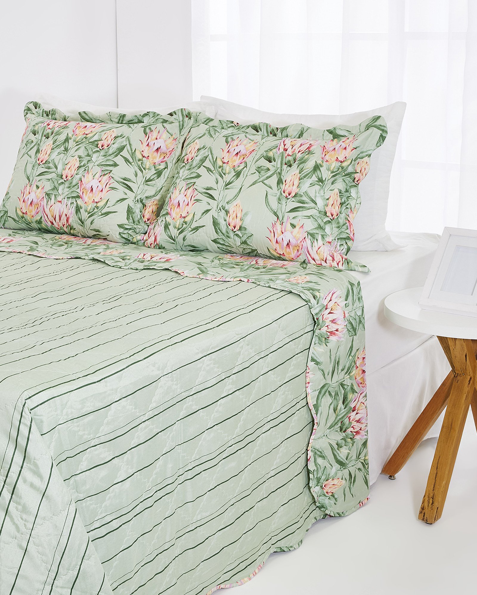 Riachuelo | Kit Colcha Casal Dupla Face Bouti Viola 3 Peças Verde Claro ...